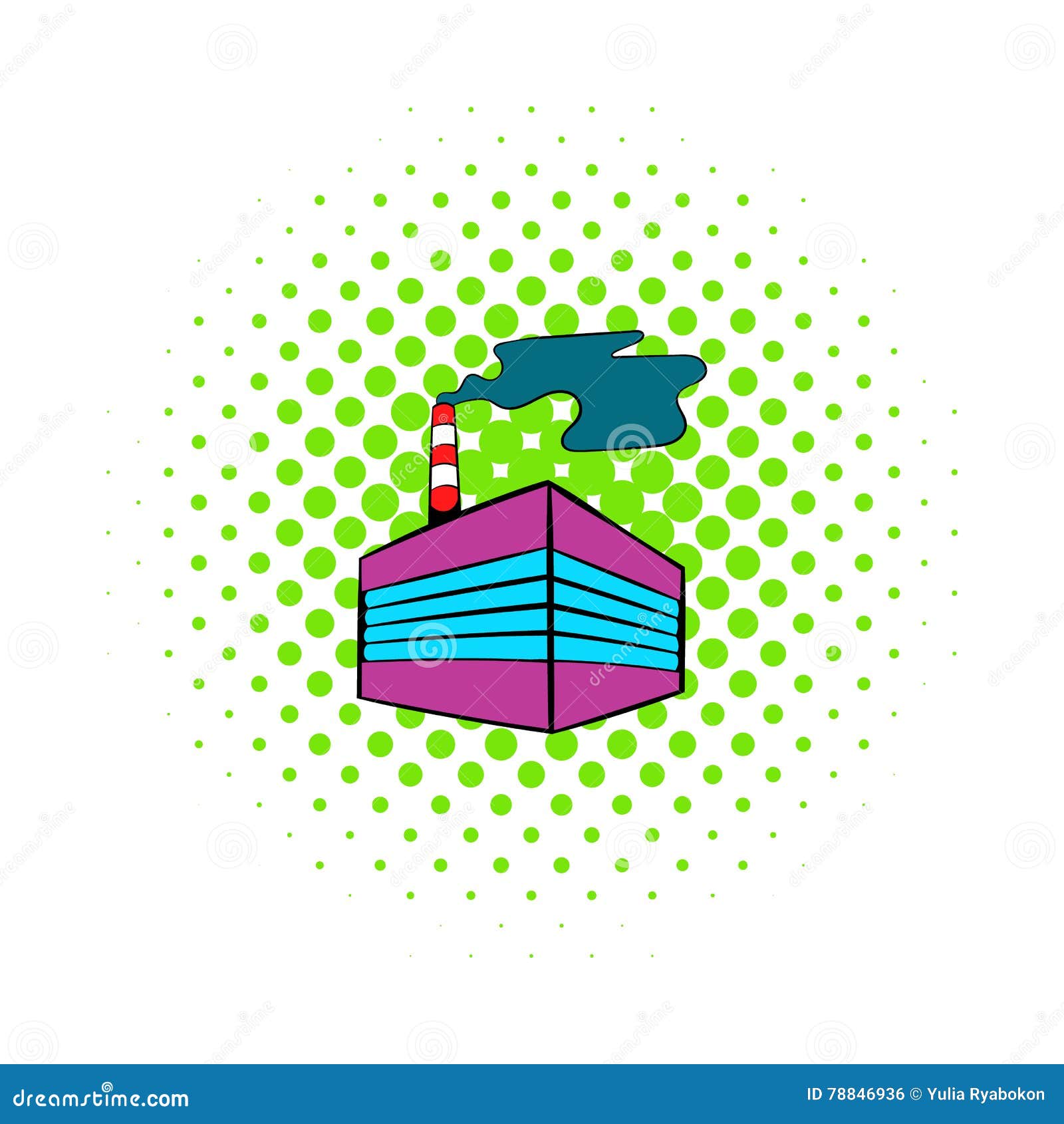 Factory Building Icon, Comics Style Stock Vector - Illustration of ...