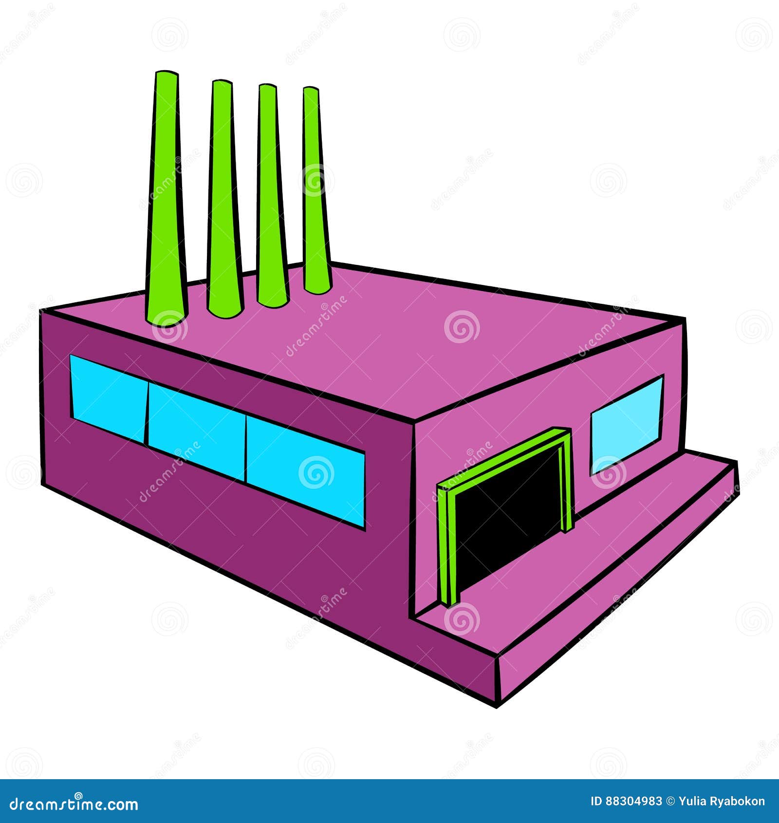 Factory Building Icon, Icon Cartoon Stock Vector - Illustration of pipe ...