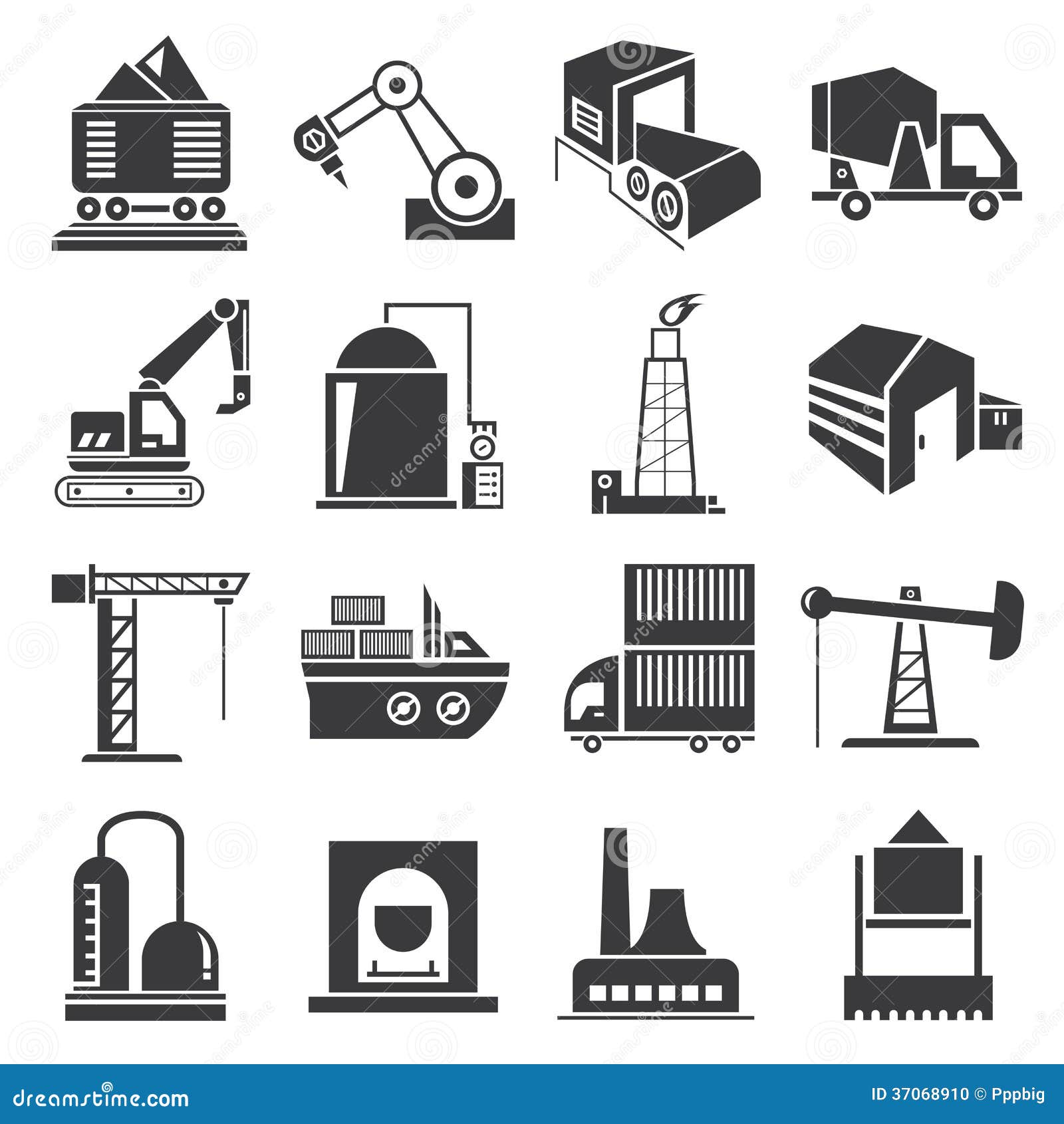 Factory building icons stock illustration. Illustration of black - 37068910