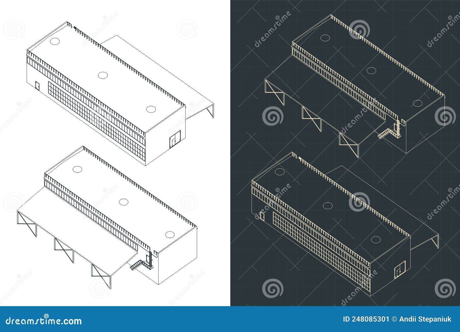 Factory Building Isometric Blueprints Stock Vector - Illustration of ...