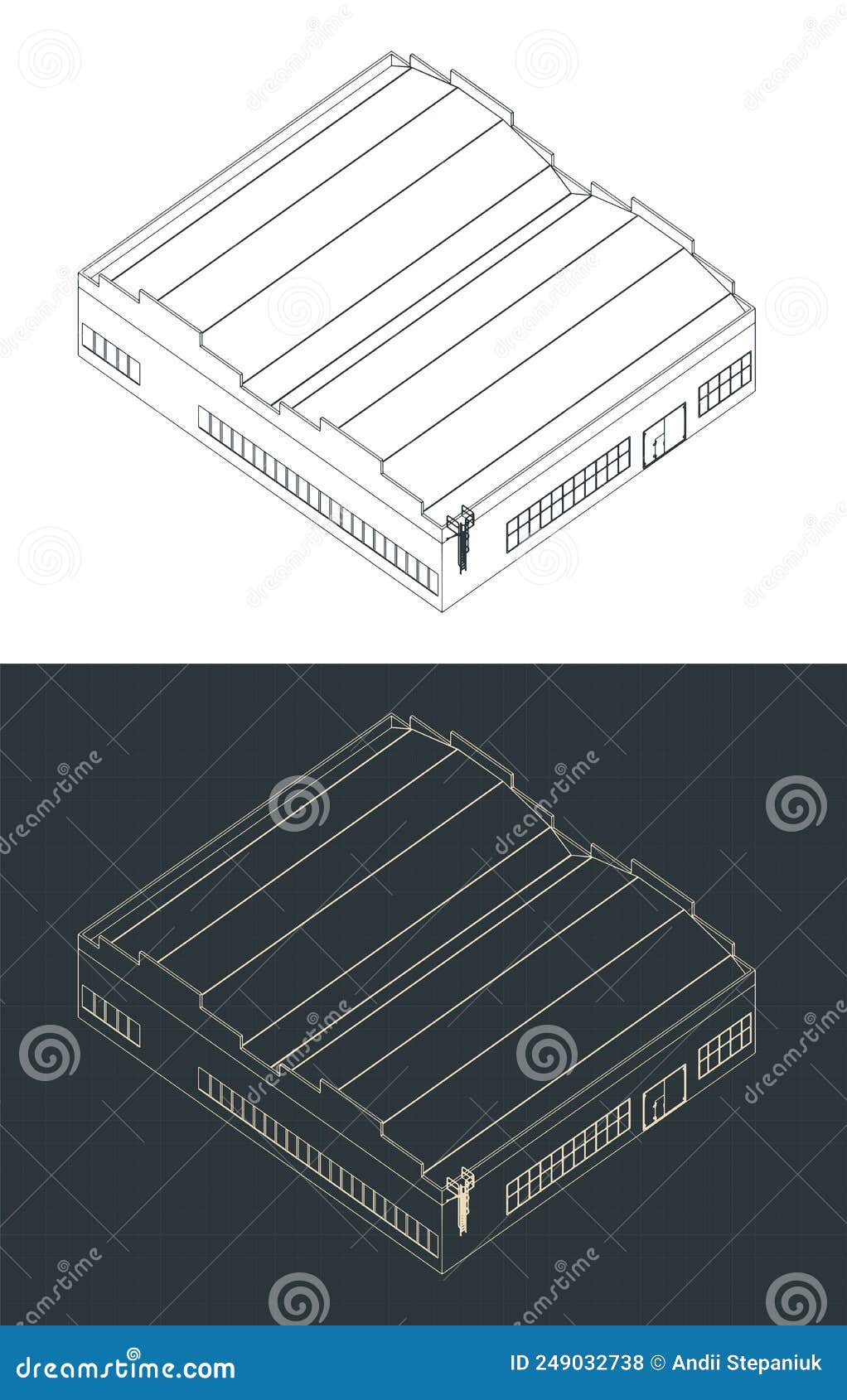 Factory Building Isometric Blueprints Stock Vector - Illustration of ...