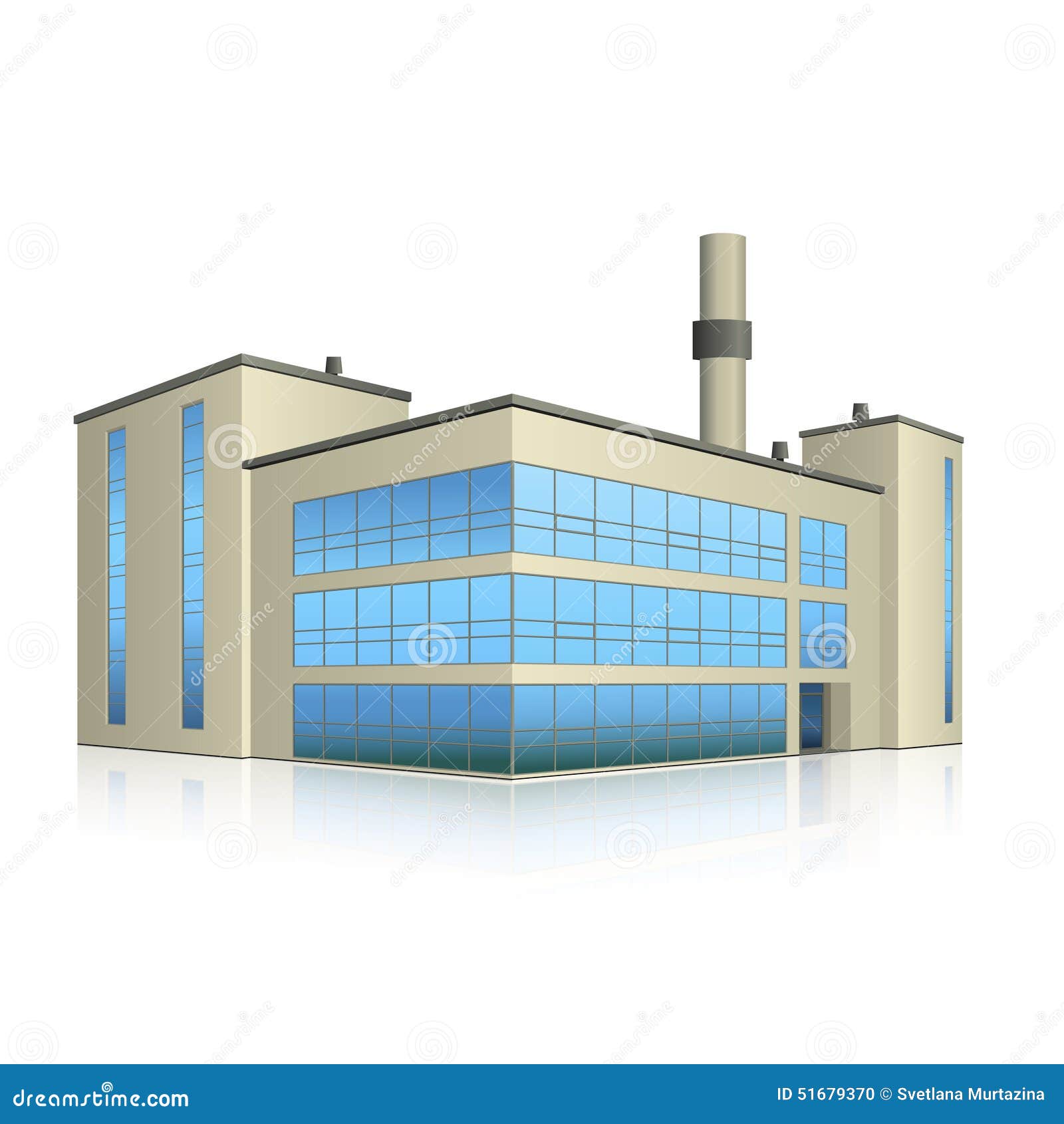 Factory Building with Offices and Production Facilities Stock Vector ...