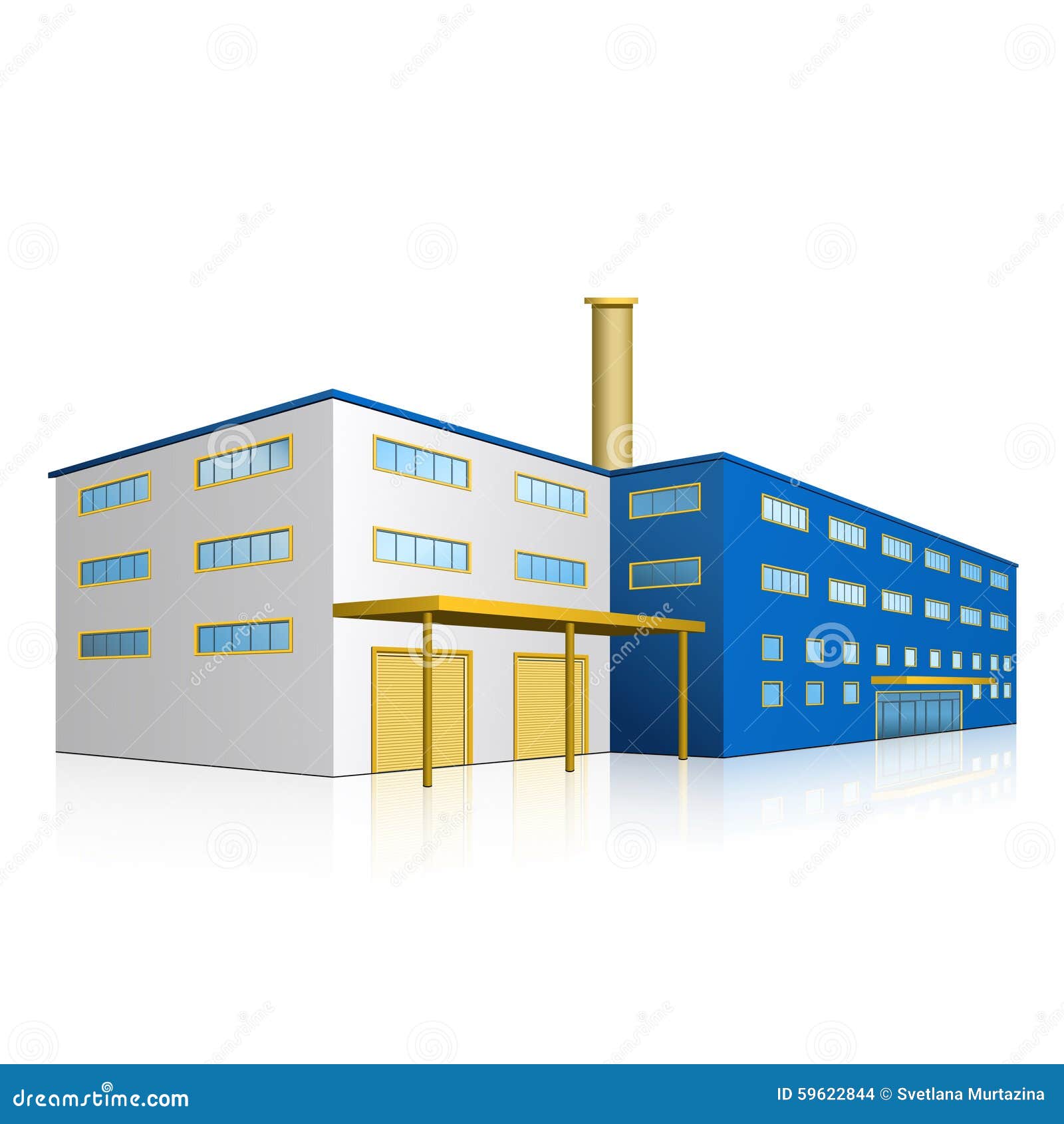 Factory Building with Offices and Production Facilities Stock Vector ...