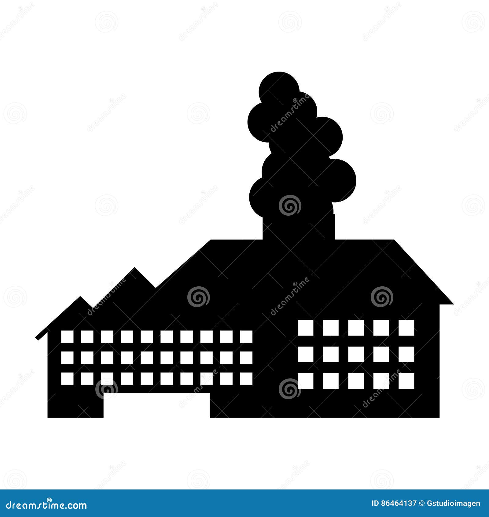 Factory Building with Smoke Icon Stock Vector - Illustration of ...