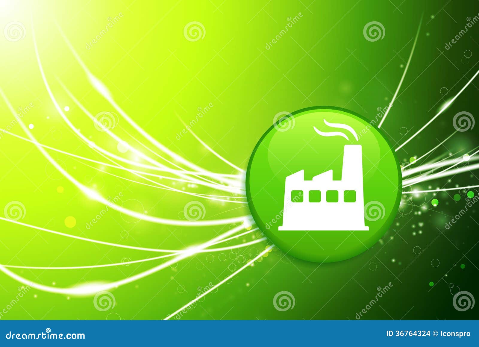 Factory Button on Green Abstract Light Background Stock Illustration ...