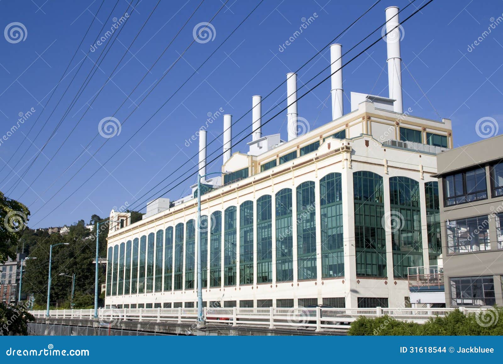 Factory cables chimneys stock photo. Image of cable, modern - 31618544