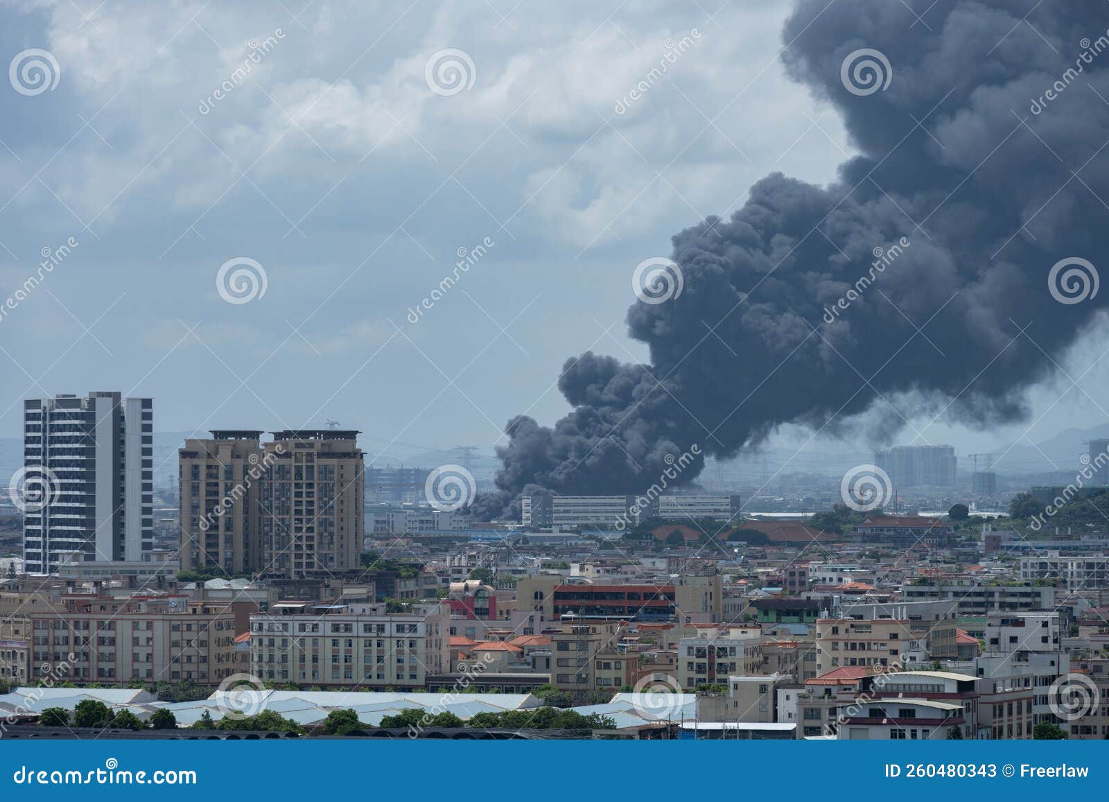 Factory Catched a Fire with Lots Dark Smoke Editorial Stock Photo ...