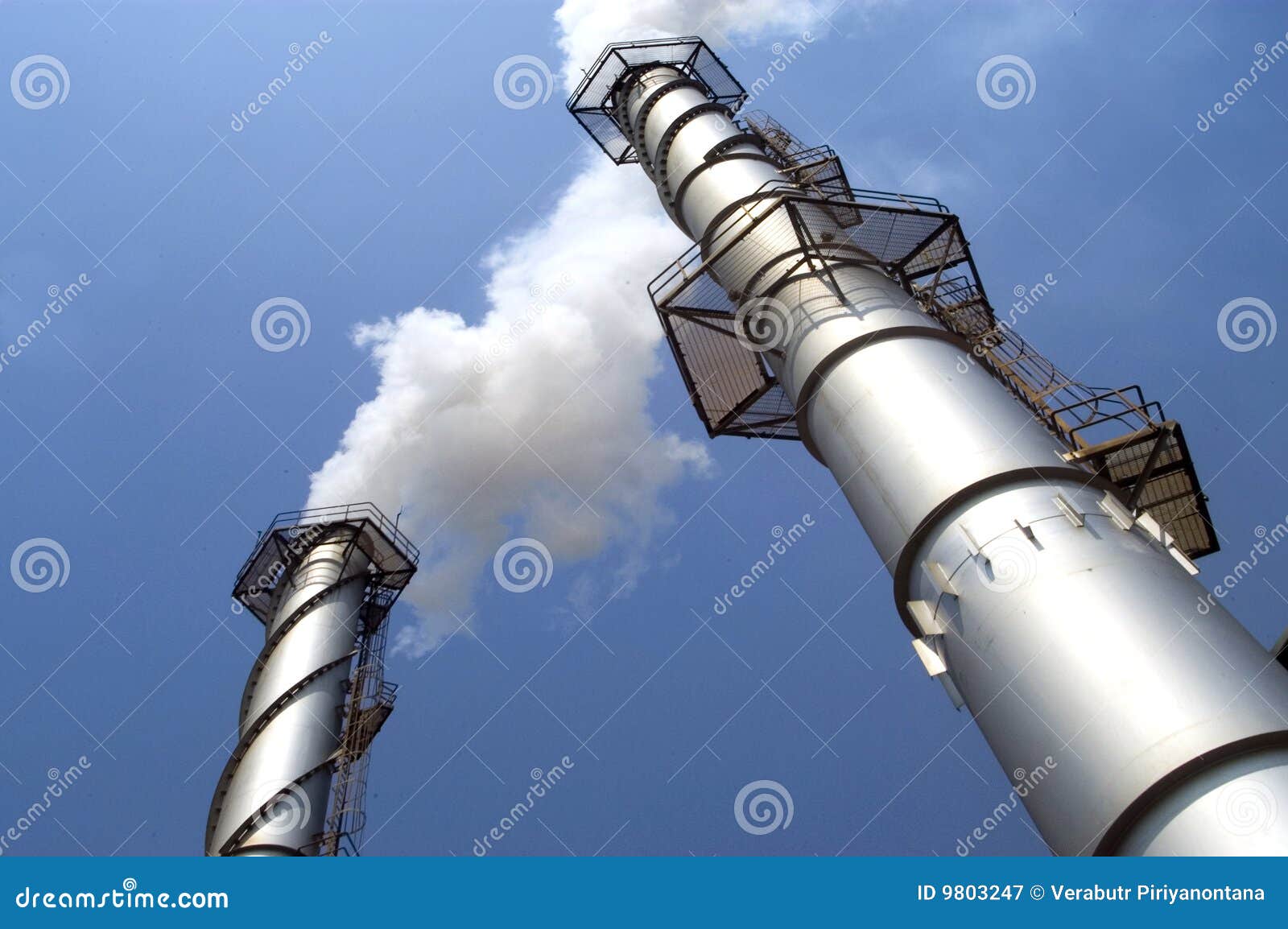 Factory Chimney Emits Smoke, Industrial Smoke Chimneys, Tall Industrial ...