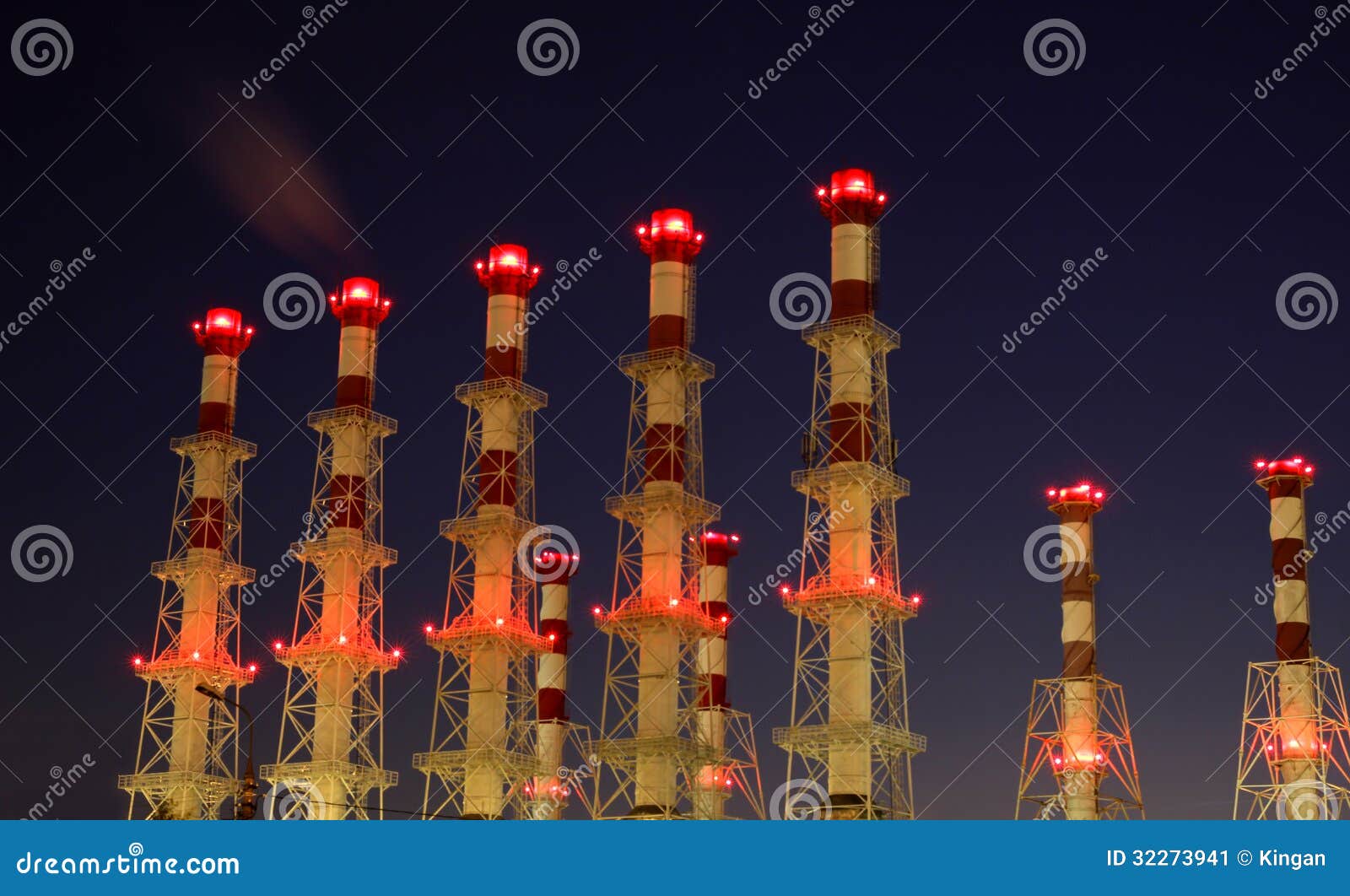 Factory chimneys at night stock image. Image of dusk - 32273941