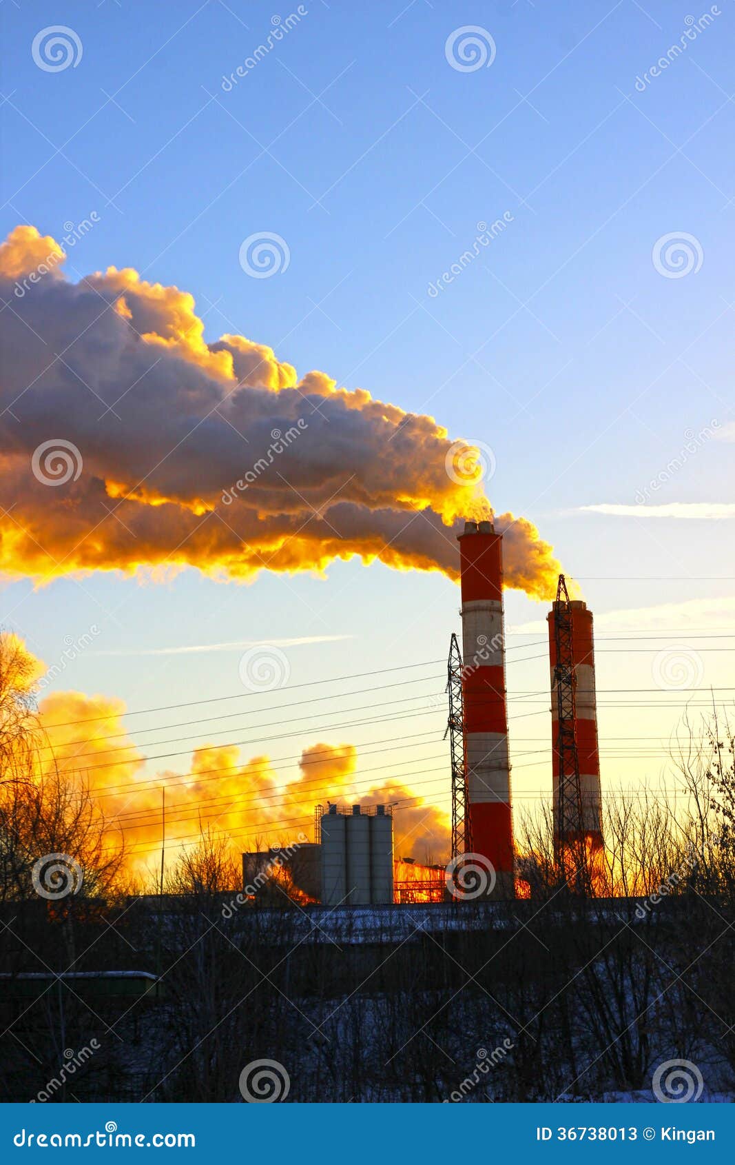 Factory Chimneys Smoke Rising into the Sky Stock Image - Image of ...