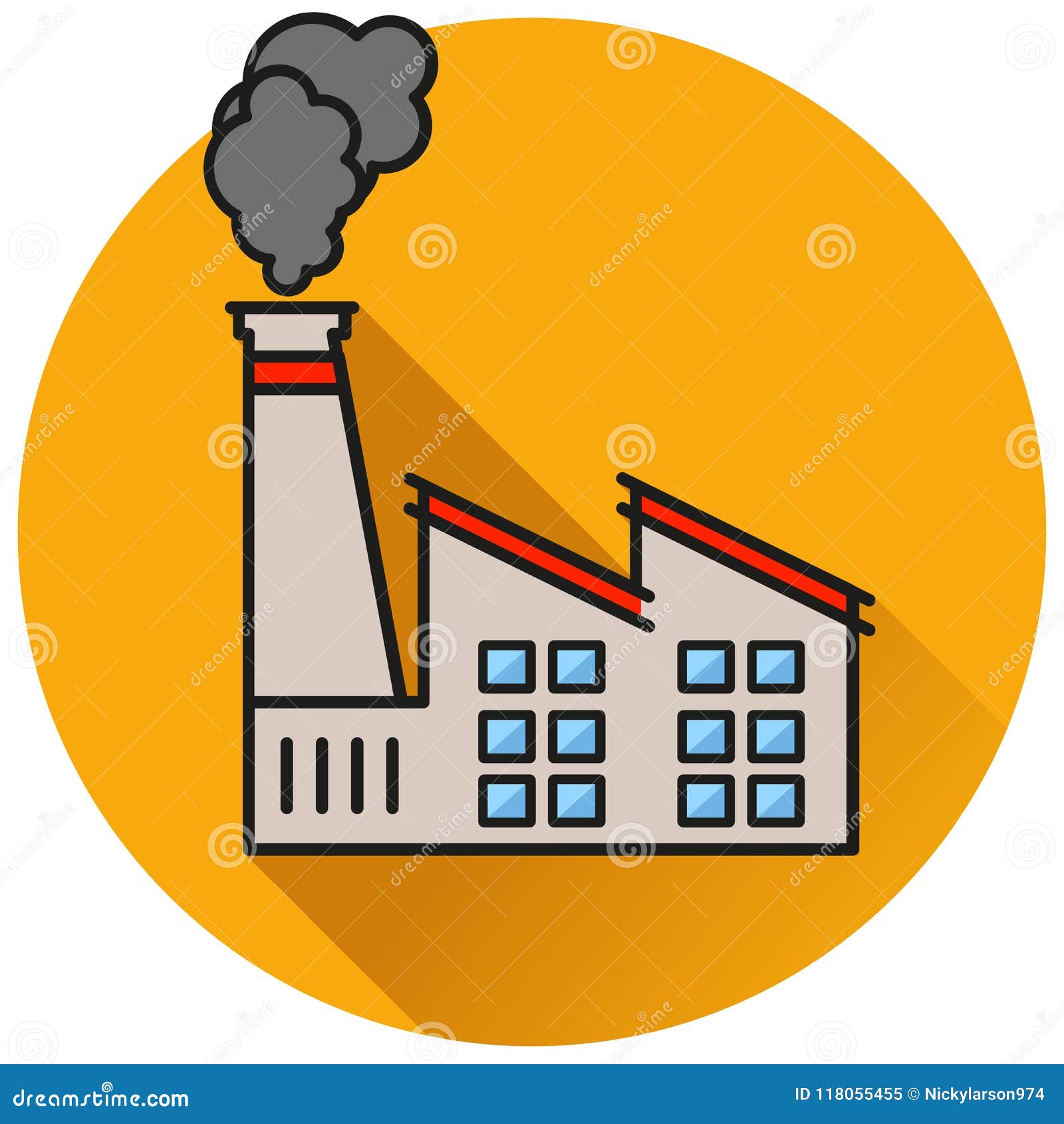 Factory Circle Flat Orange Icon Stock Vector - Illustration of color ...