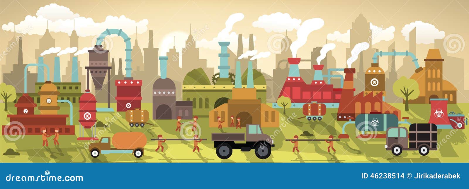 Factory in the City (retro Colors) Stock Vector - Illustration of ...