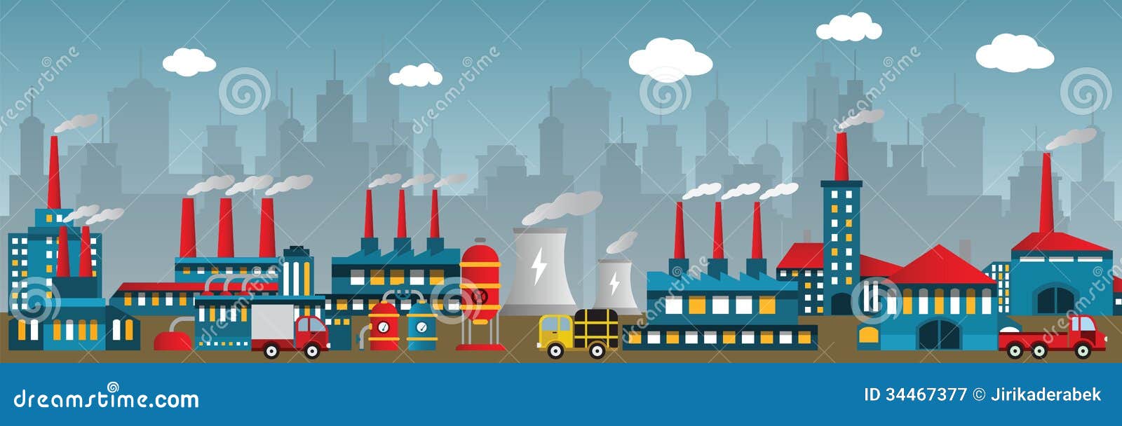 Factory in the city stock vector. Illustration of energy - 34467377