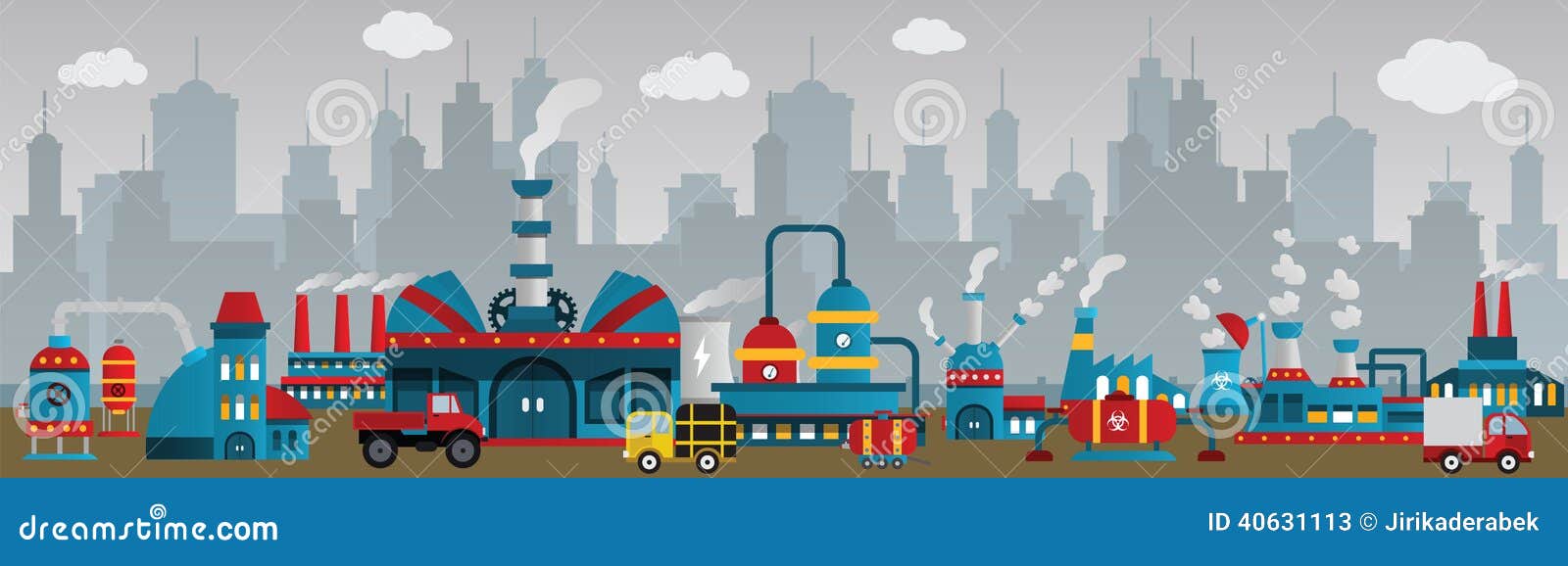 Factory In The City Cartoon Vector | CartoonDealer.com #40631113