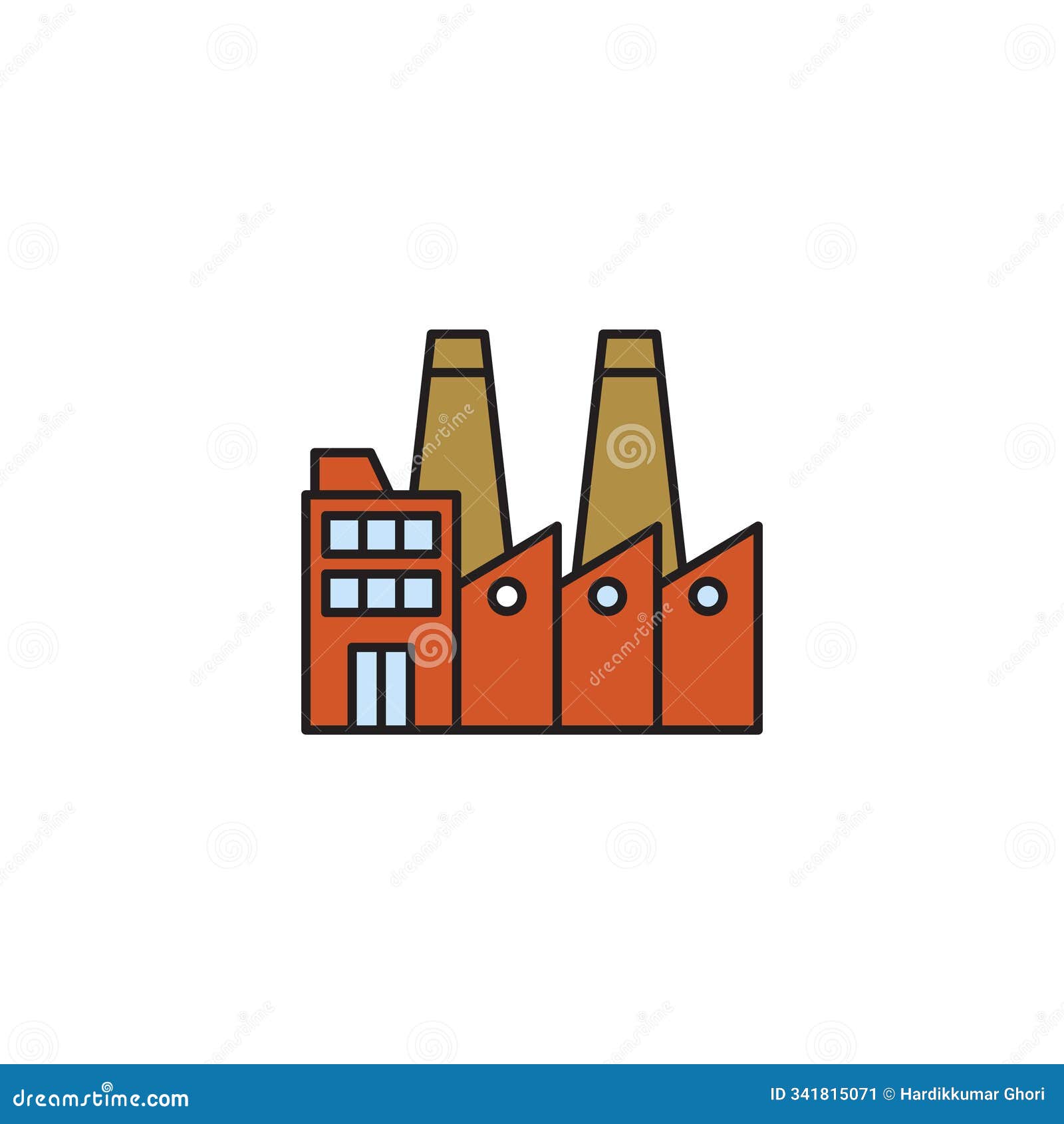 Factory Colored Vector Icon on White Background Stock Illustration ...
