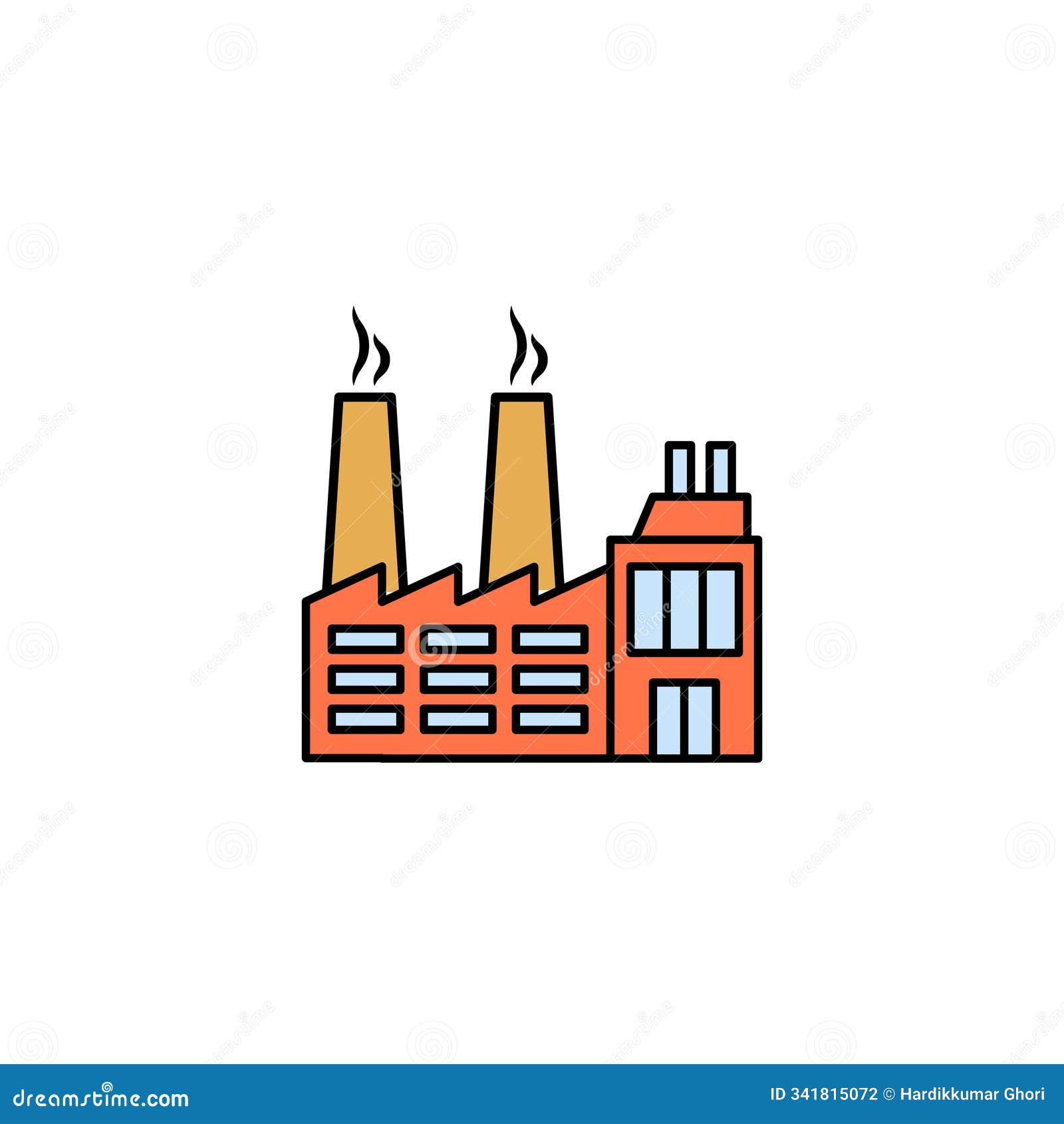 Factory Colored Vector Icon on White Background Stock Illustration ...