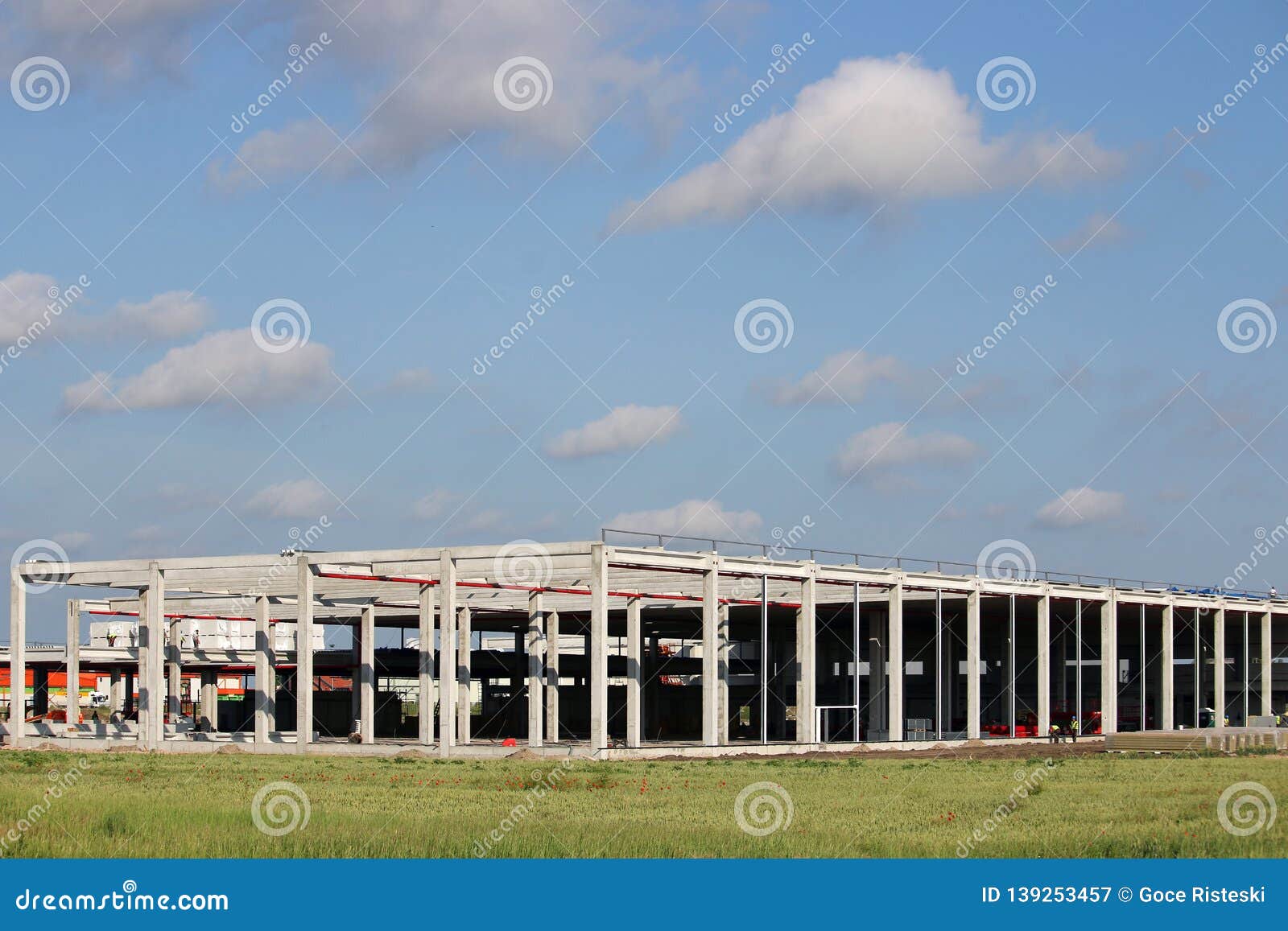 Factory Construction Site with Workers Industry Stock Image - Image of ...