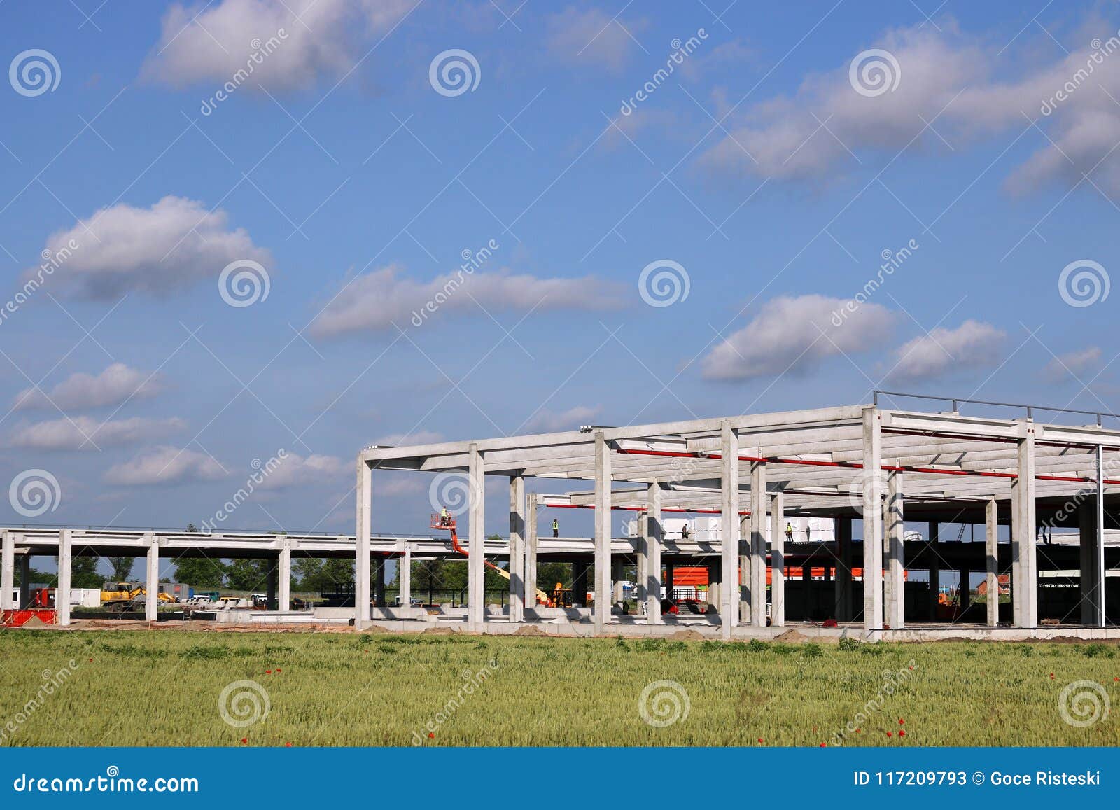 Factory Construction Site with Workers Industry Stock Image - Image of ...