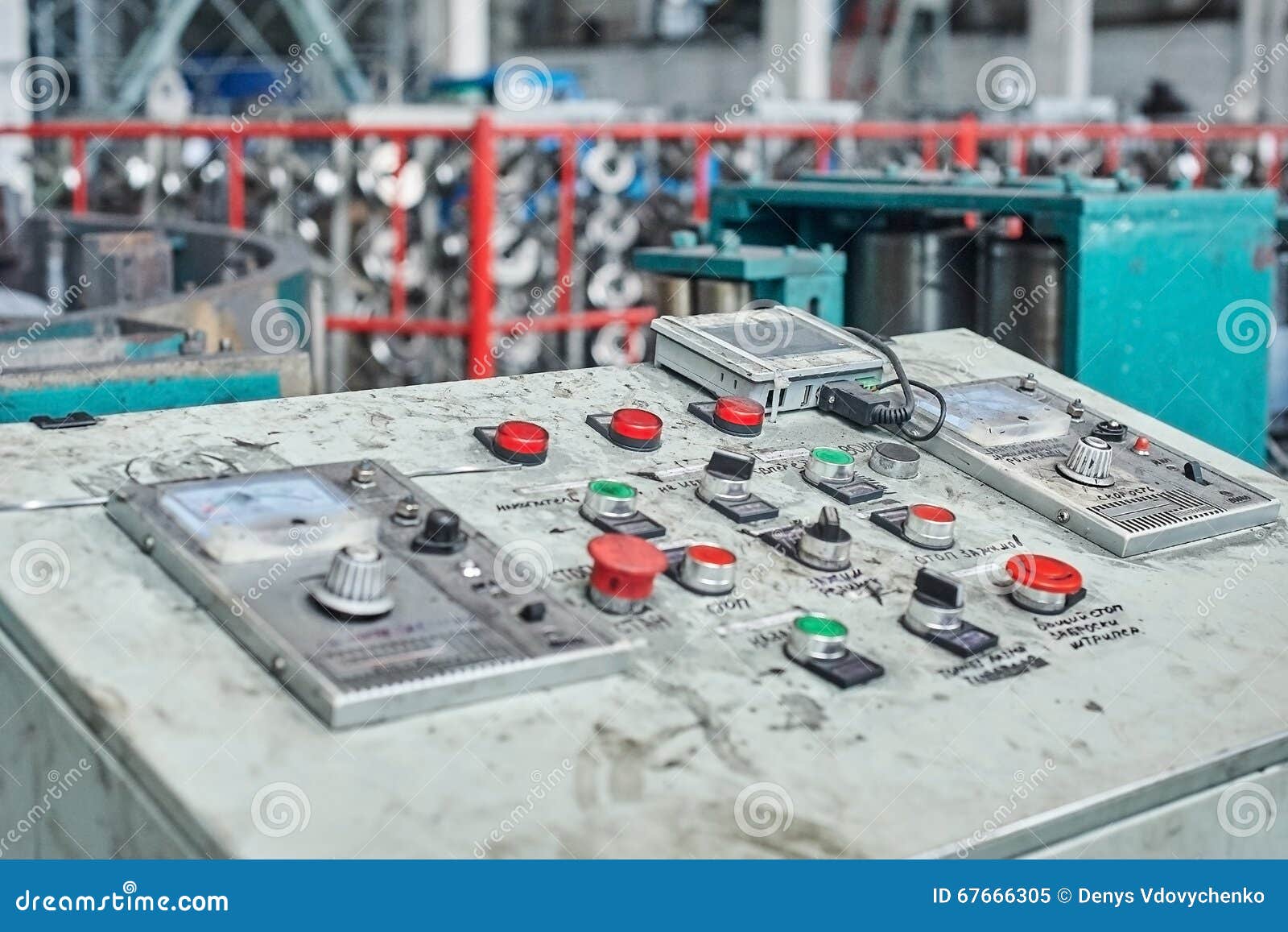 Factory Control Panel with Red and Green Buttons Stock Image - Image of ...
