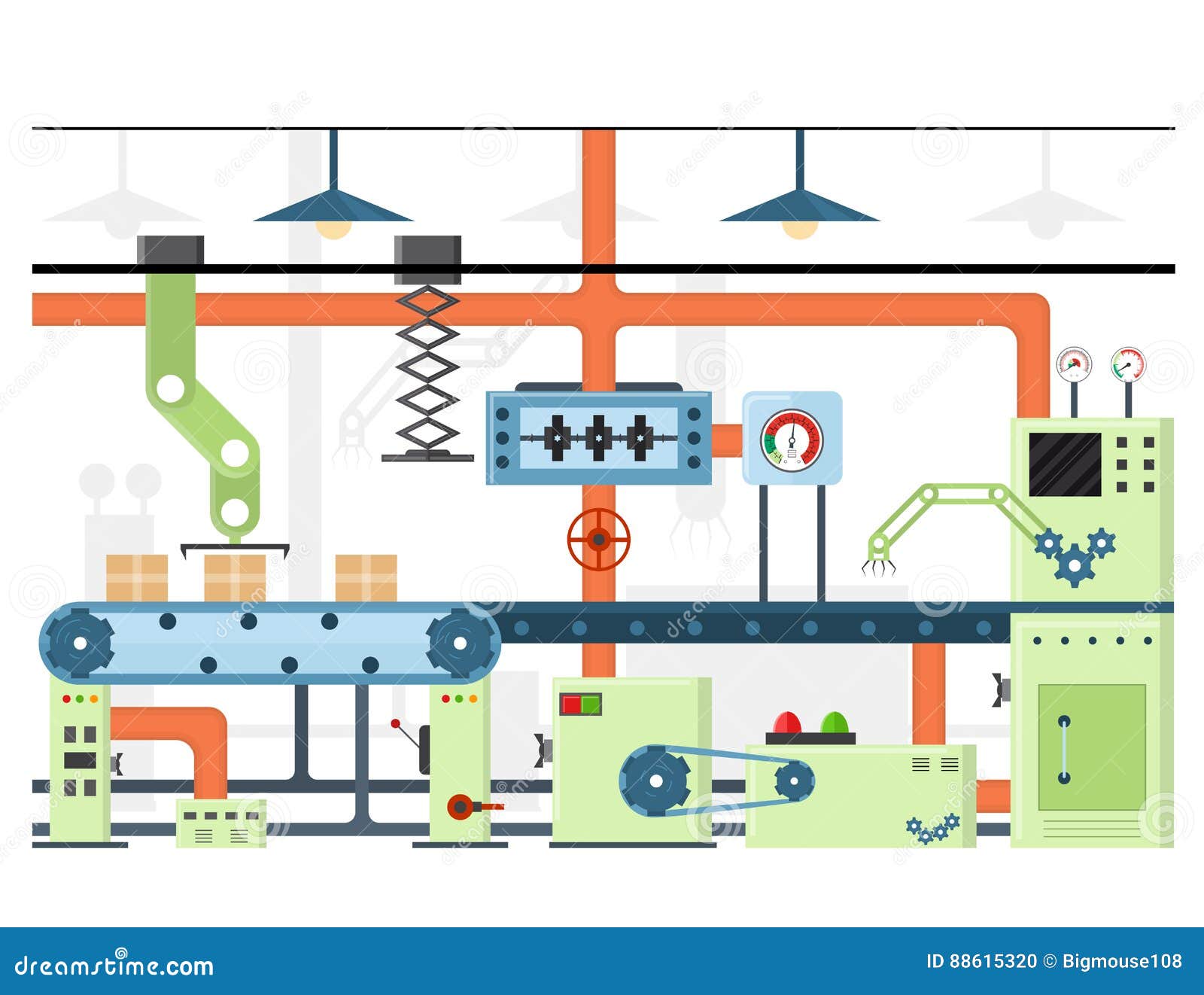 Factory Conveyor Automatic Production Line or Belt. Vector Stock Vector ...
