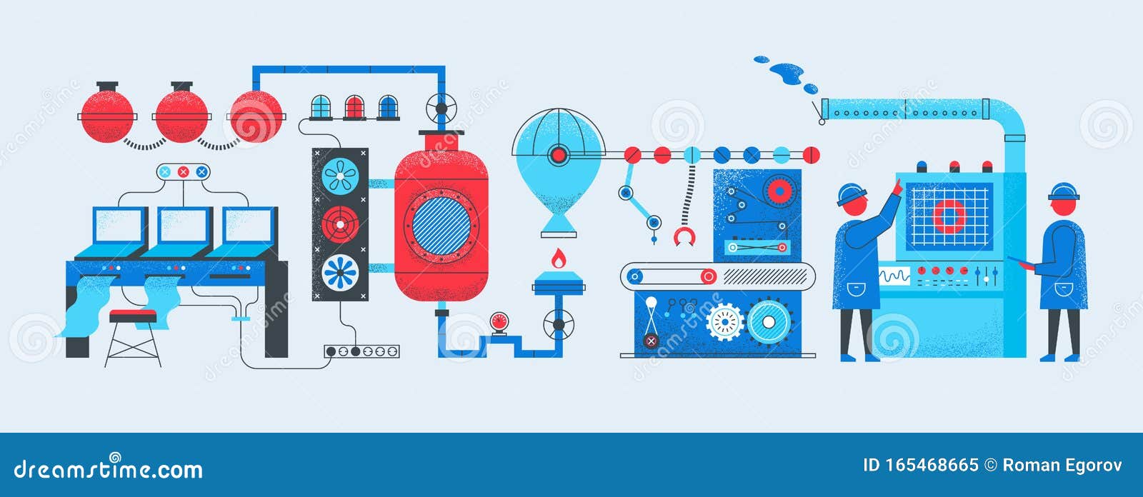 Factory Conveyor Concept. Industrial Manufacturing Technology Process ...