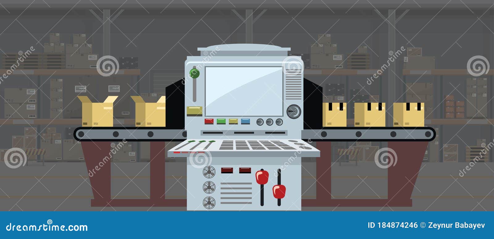 The Factory Conveyor Packing Boxes. Conveyor Automatic Production Line ...