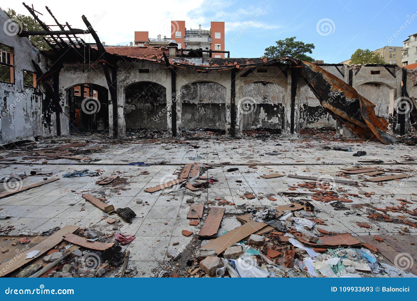 Factory Damage Debris stock image. Image of burned, disaster - 109933693