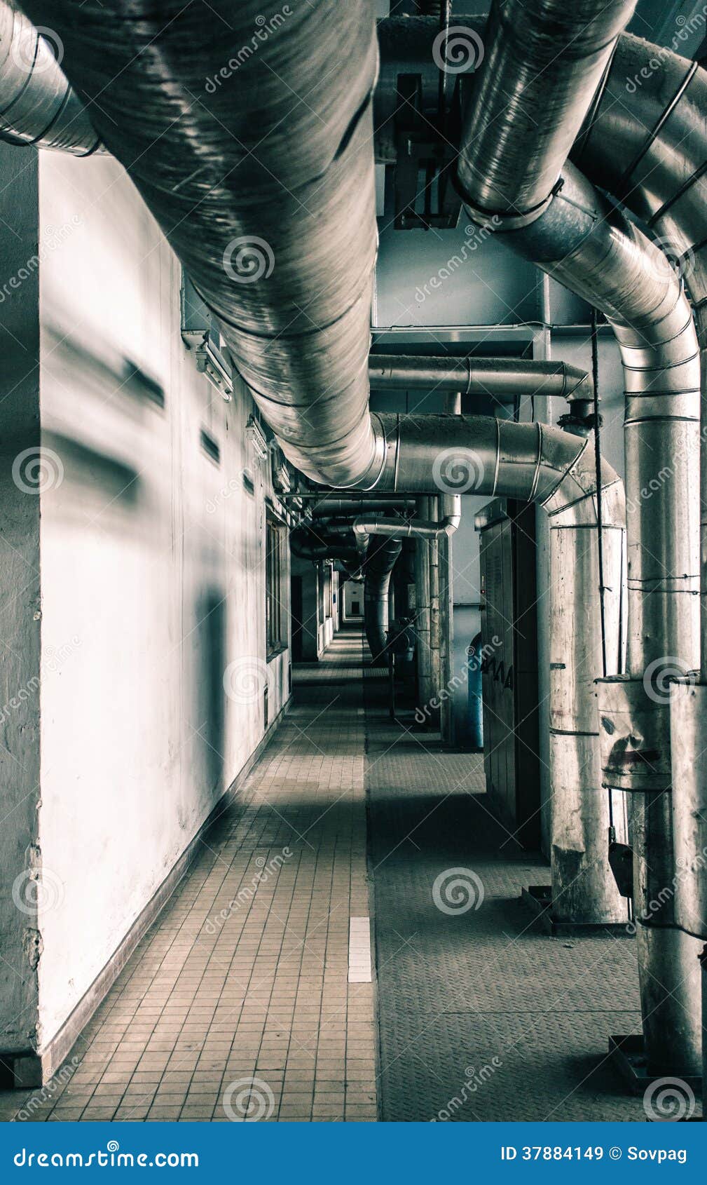 Factory stock image. Image of empty, dark, messy, corridor - 37884149