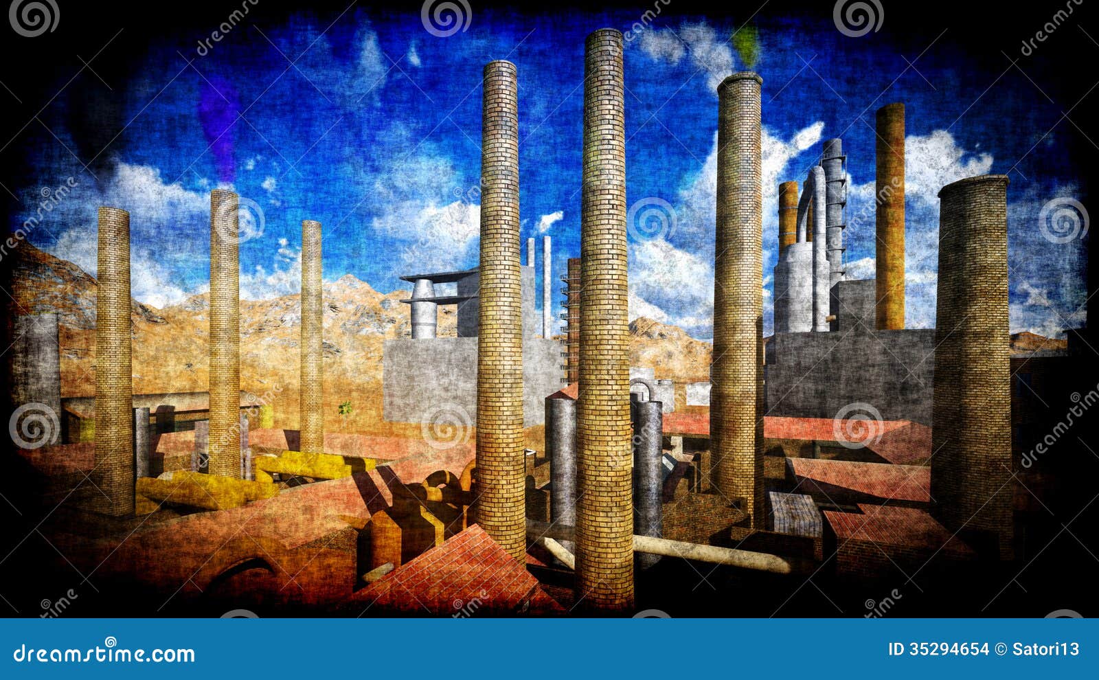 Factory on desert stock illustration. Illustration of industrial - 35294654