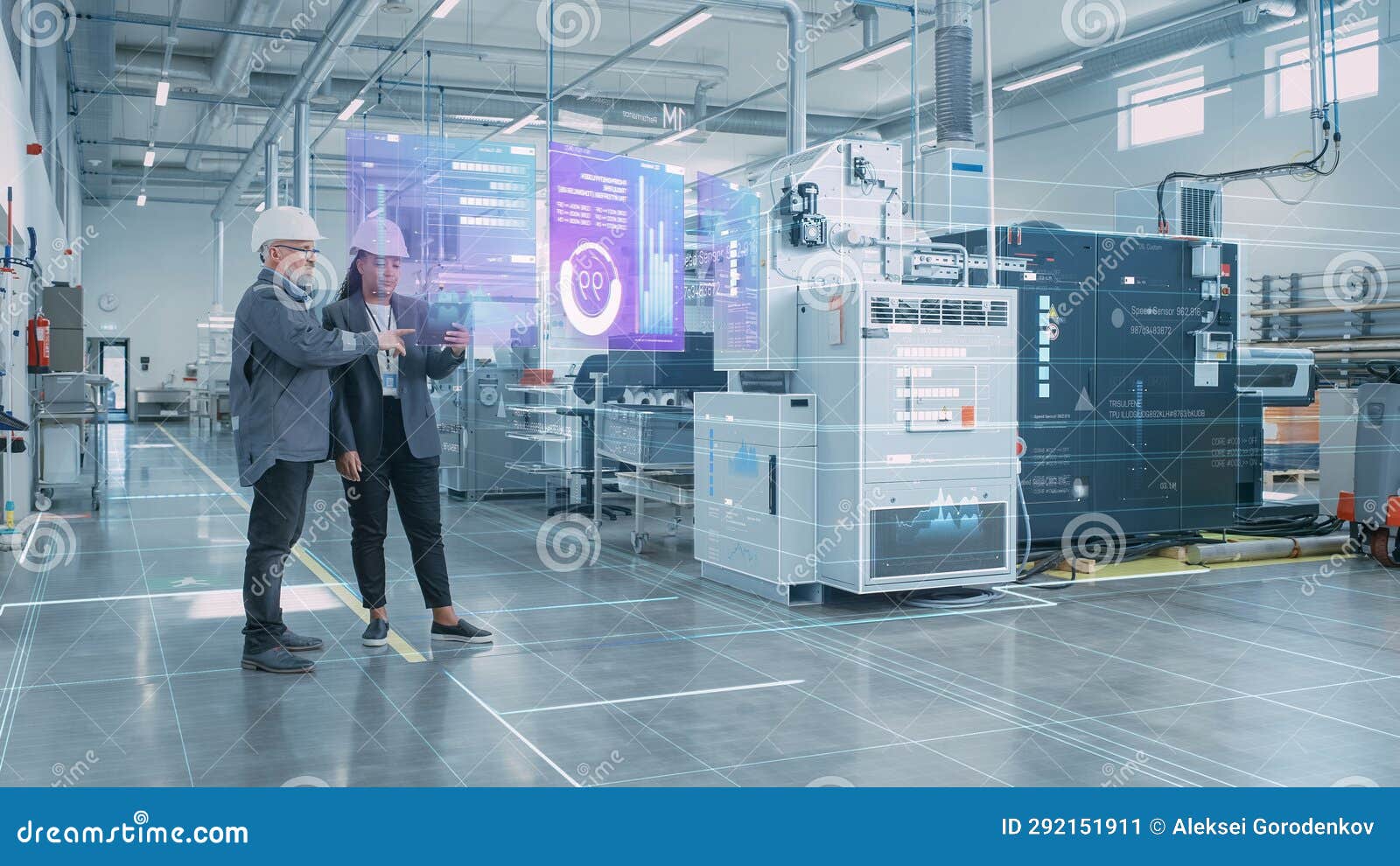 Factory Digitalization: Two Industrial Engineers Use Tablet Computer ...