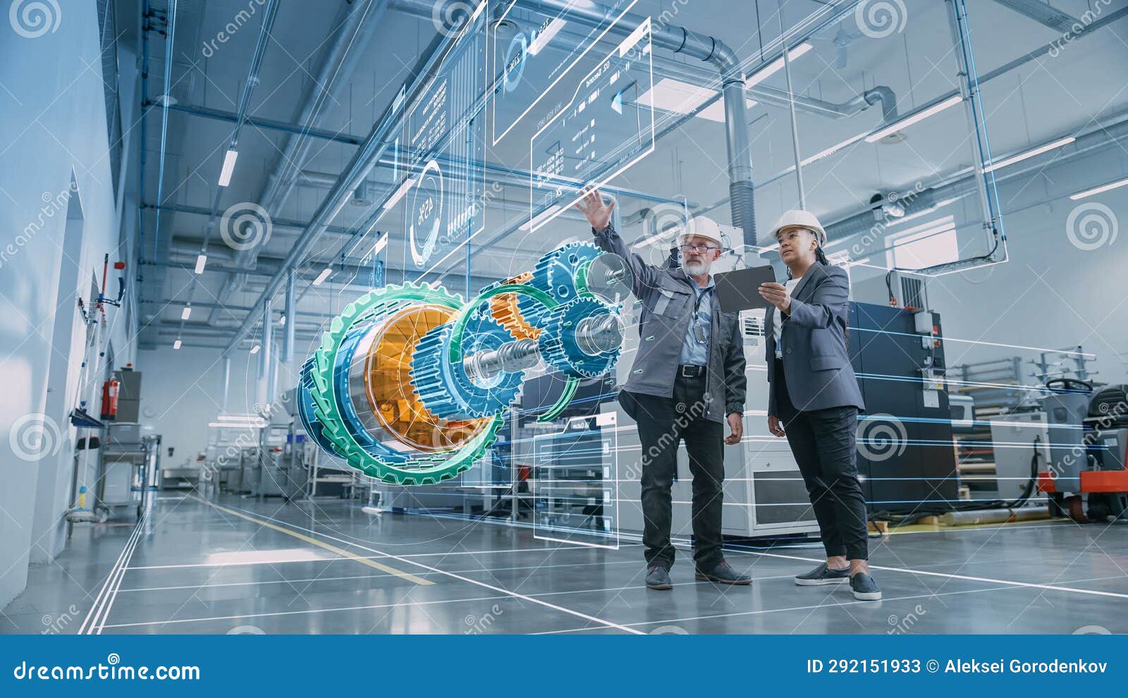 Factory Digitalization: Two Industrial Engineers Use Tablet Computer ...