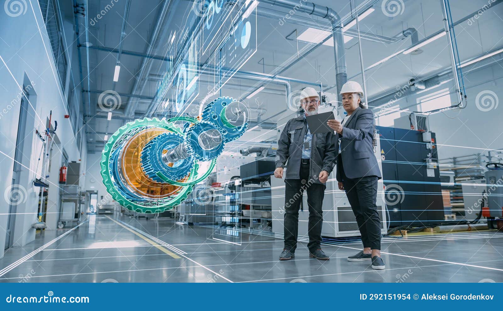 Factory Digitalization: Two Industrial Engineers Use Tablet Computer ...