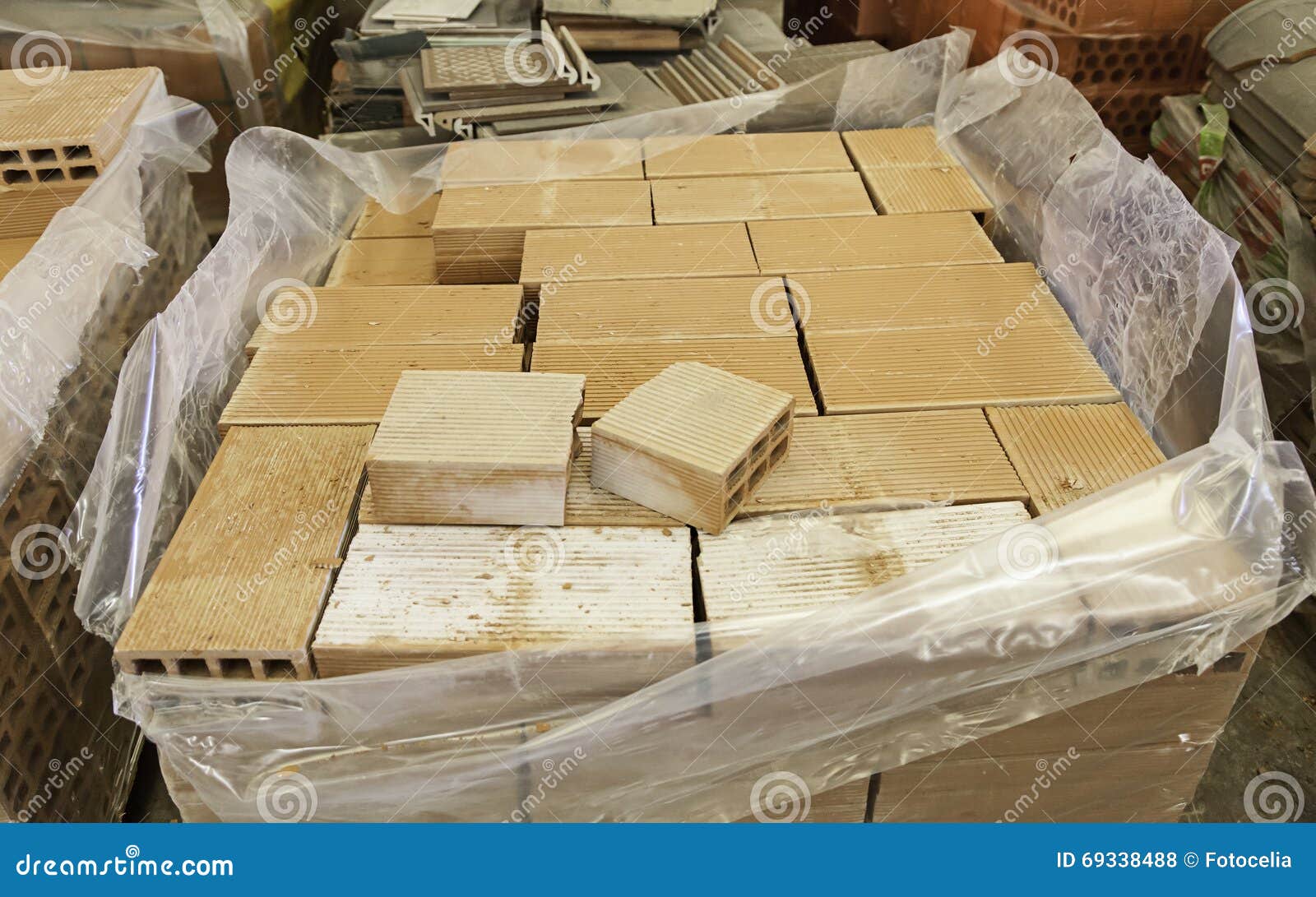 Factory dirty bricks stock photo. Image of cement, pallet - 69338488