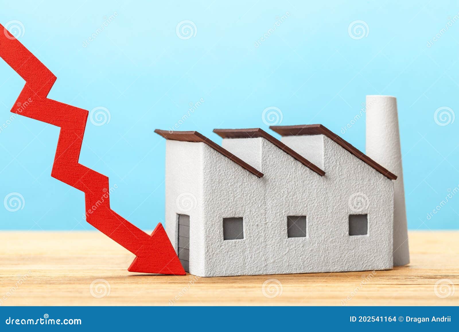 Factory and Down Arrow. Concept Drop in Production and Profit Stock ...