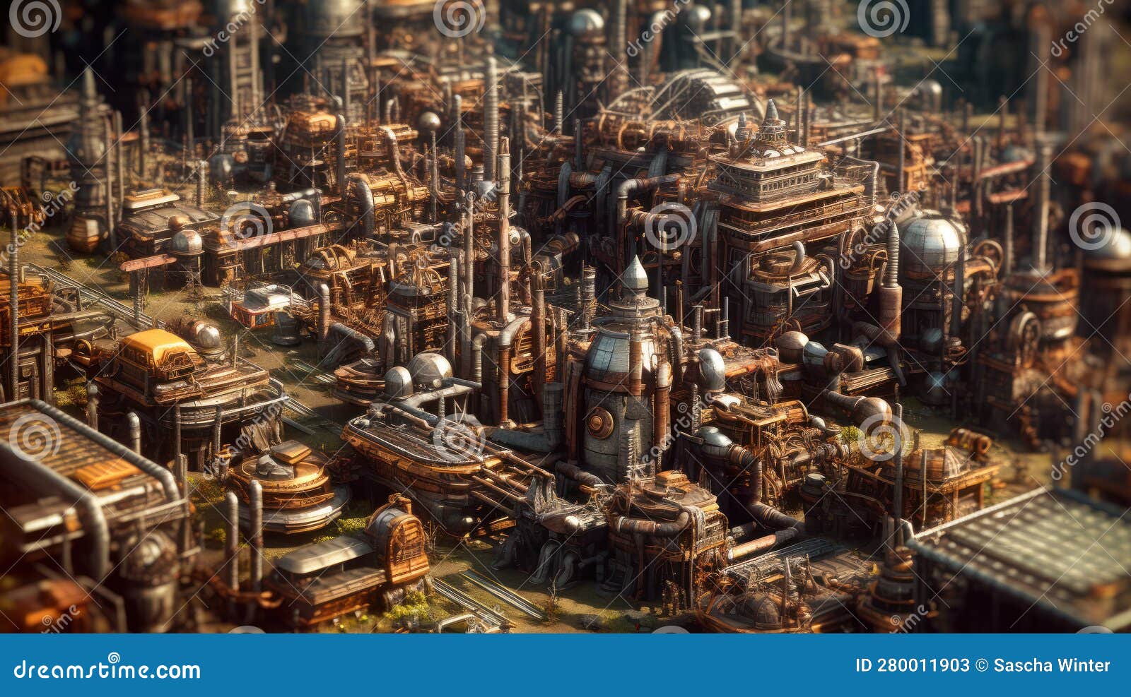 Factory Dreamscape: a Captivating Tilt-Shift Bokeh Rendering of an ...