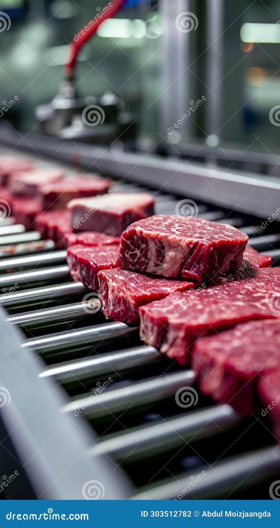Factory Efficiency Industrial Machine Processes Raw Beef for Steak ...