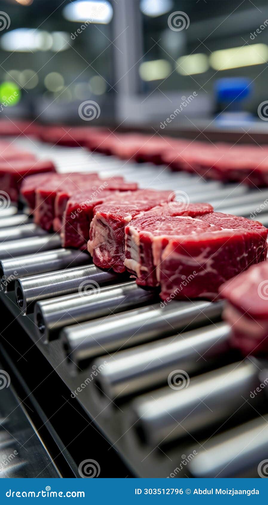 Factory Efficiency Industrial Machine Processes Raw Beef for Steak ...