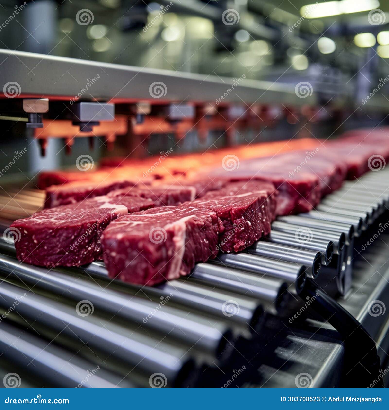 Factory Efficiency Industrial Machine Processes Raw Beef for Steak ...
