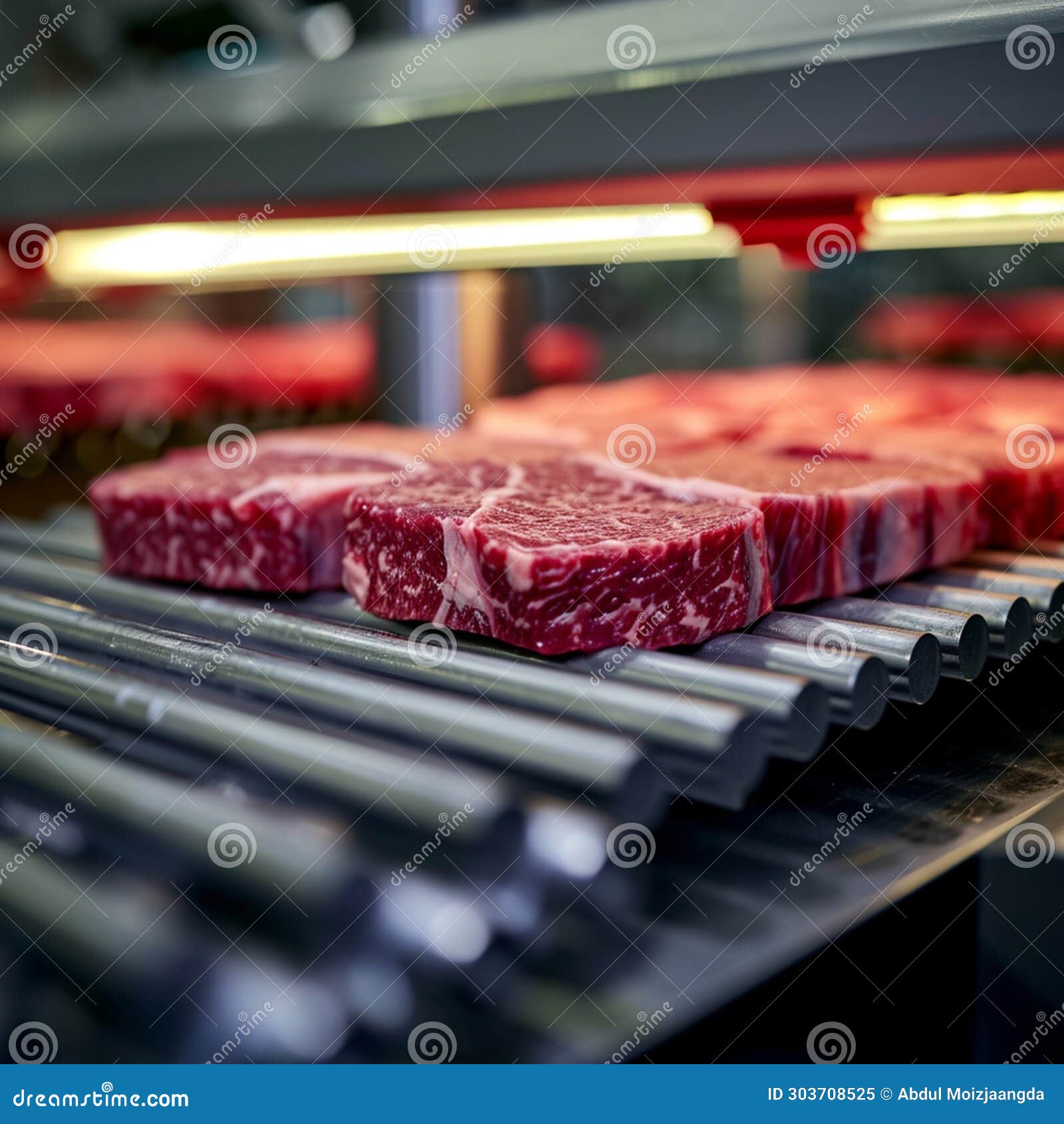 Factory Efficiency Industrial Machine Processes Raw Beef for Steak ...