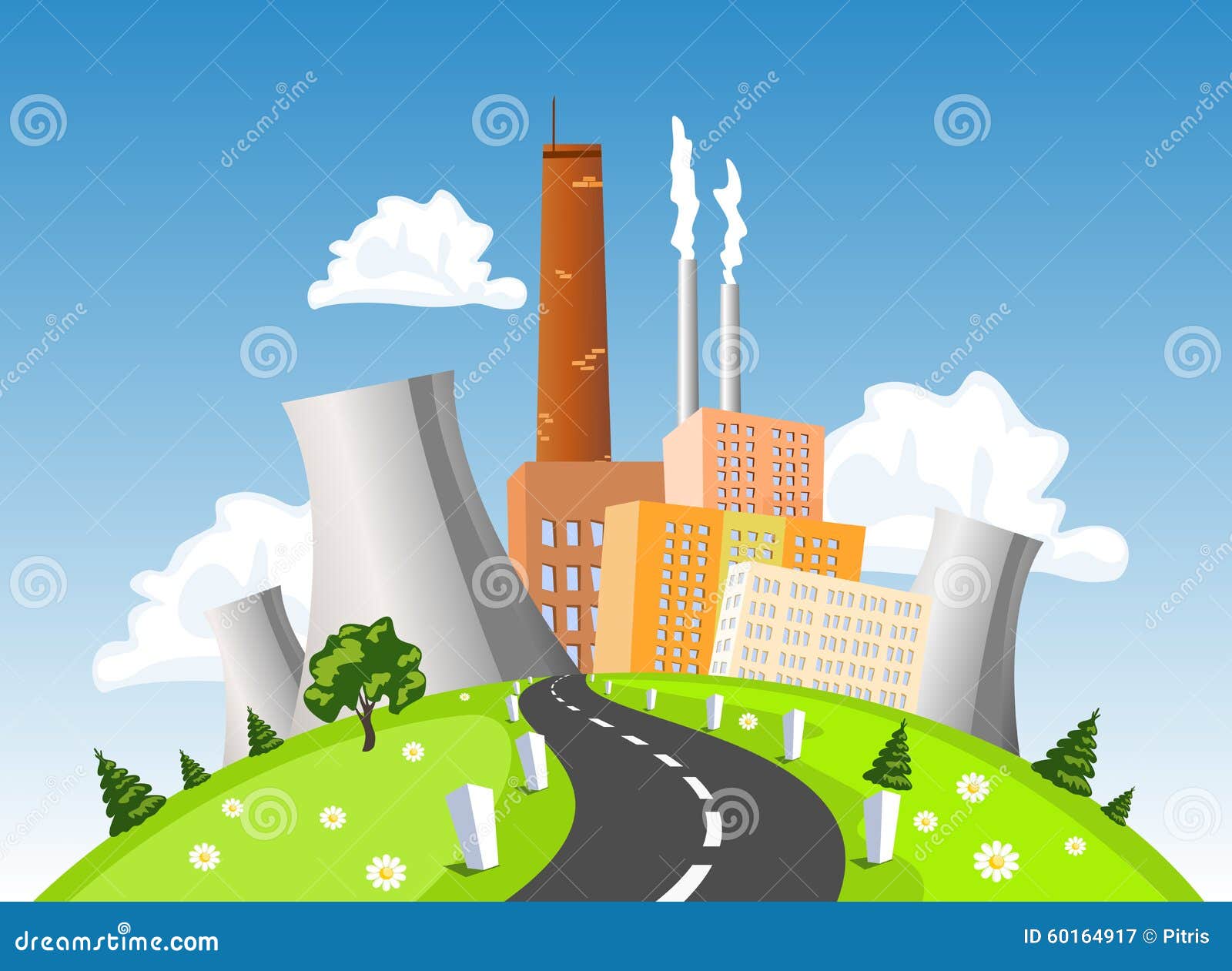 Cartoon Electrical Power Plant