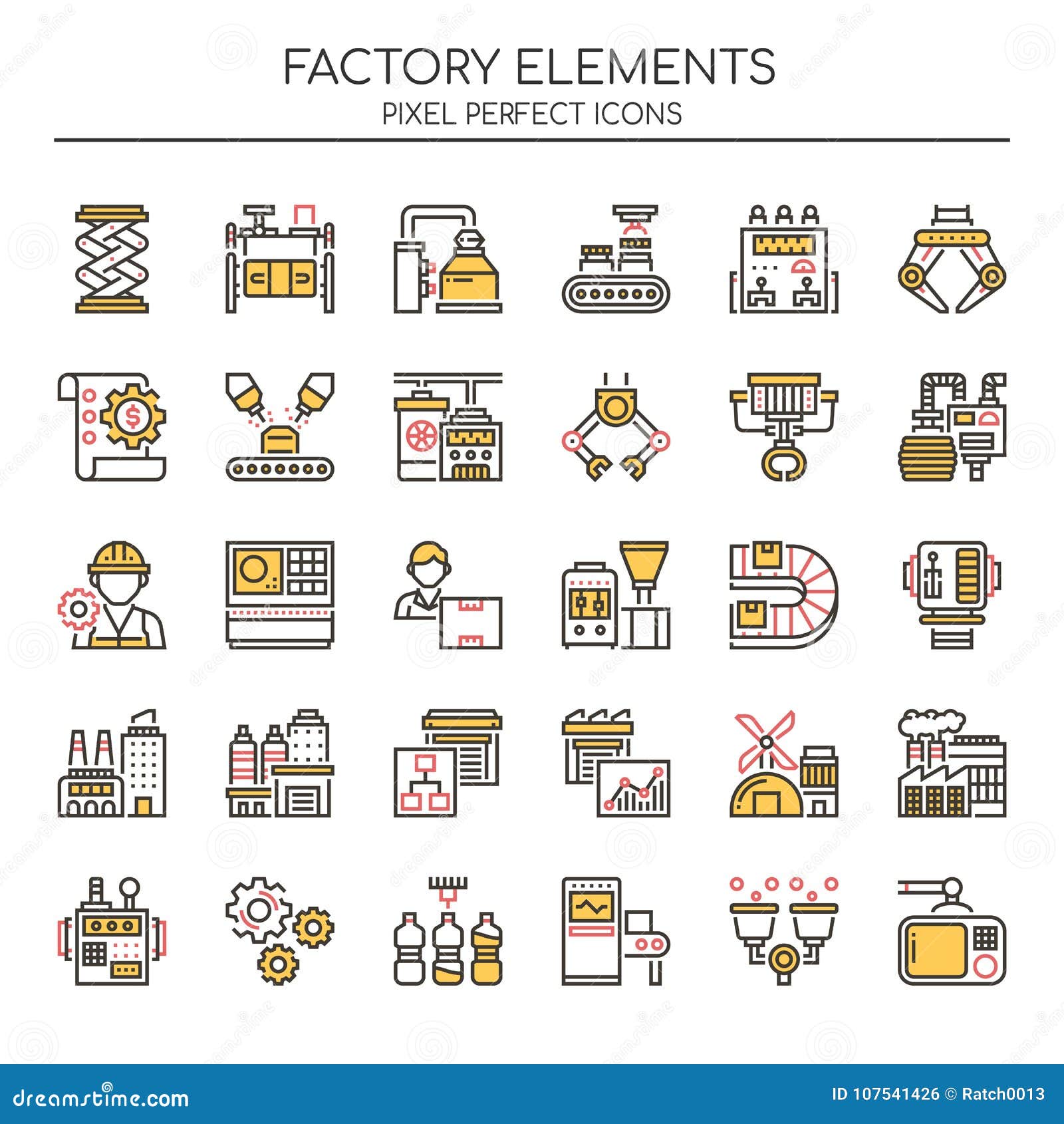Factory Elements stock vector. Illustration of industry - 107541426