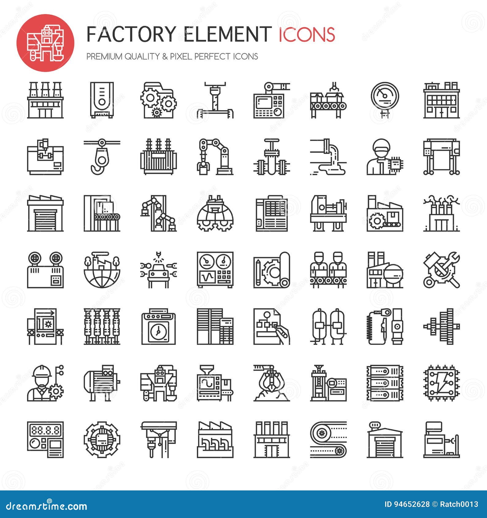 Factory Elements stock vector. Illustration of manufacture - 94652628