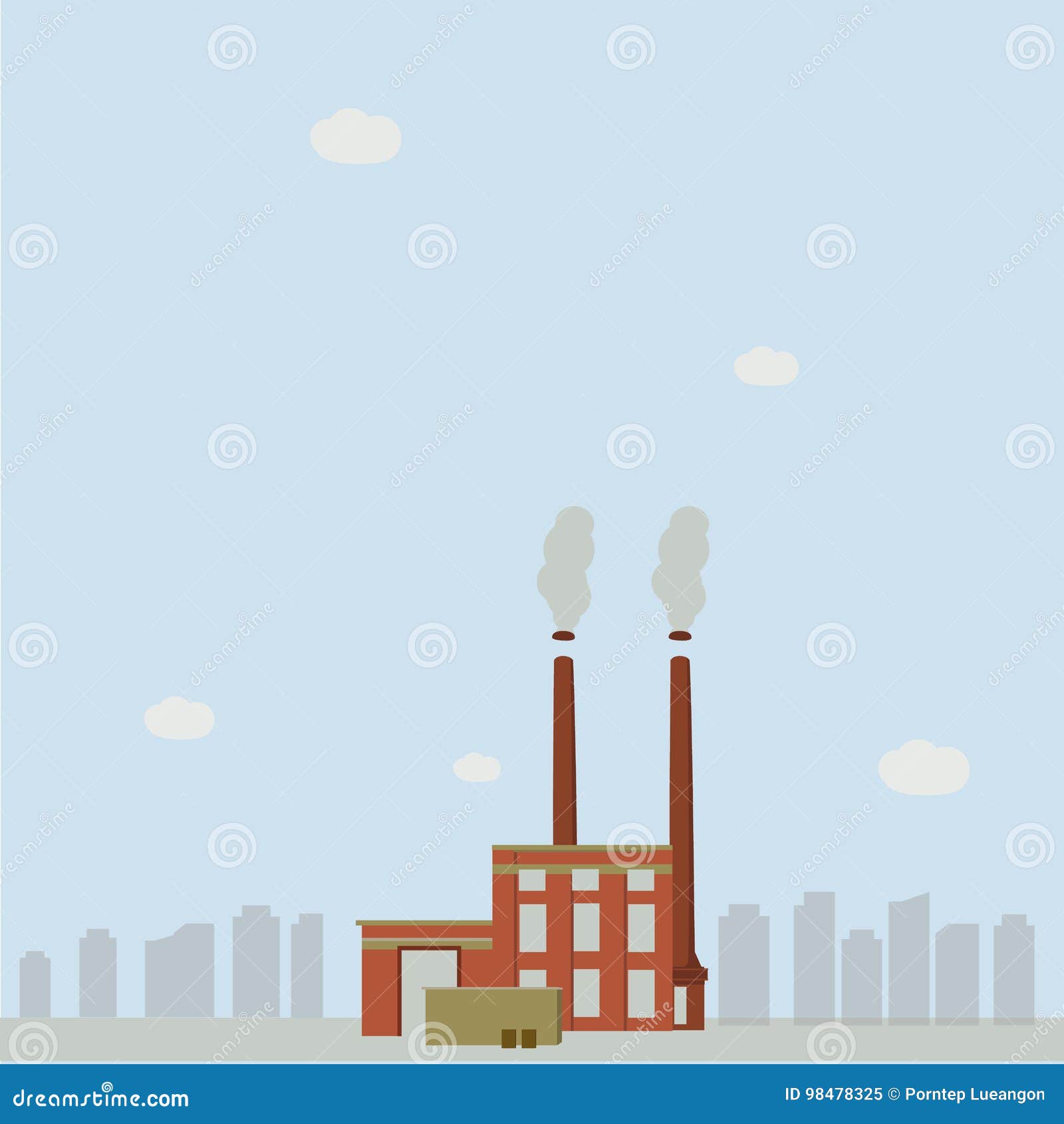 Factory Emit Smoke In Cities Vector | CartoonDealer.com #98478325