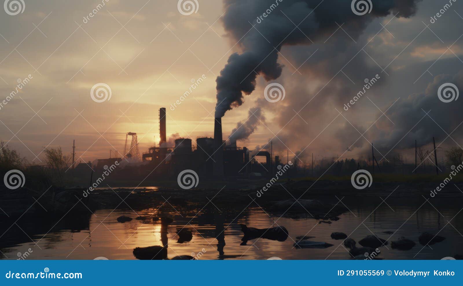 A Factory Emitting Smoke from Its Chimneys Stock Image - Image of ...