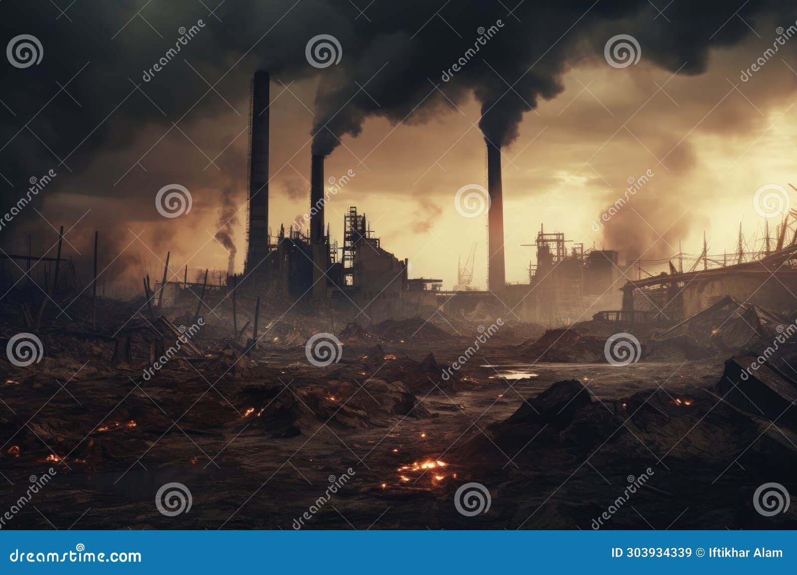 A Factory Emitting Thick Smoke into the Air, Causing Pollution and ...