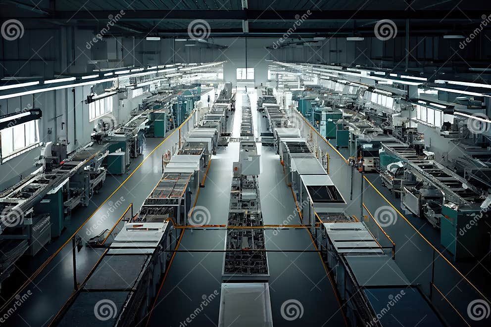 Factory, with Endless Rows of Plastic Windows Being Produced on ...
