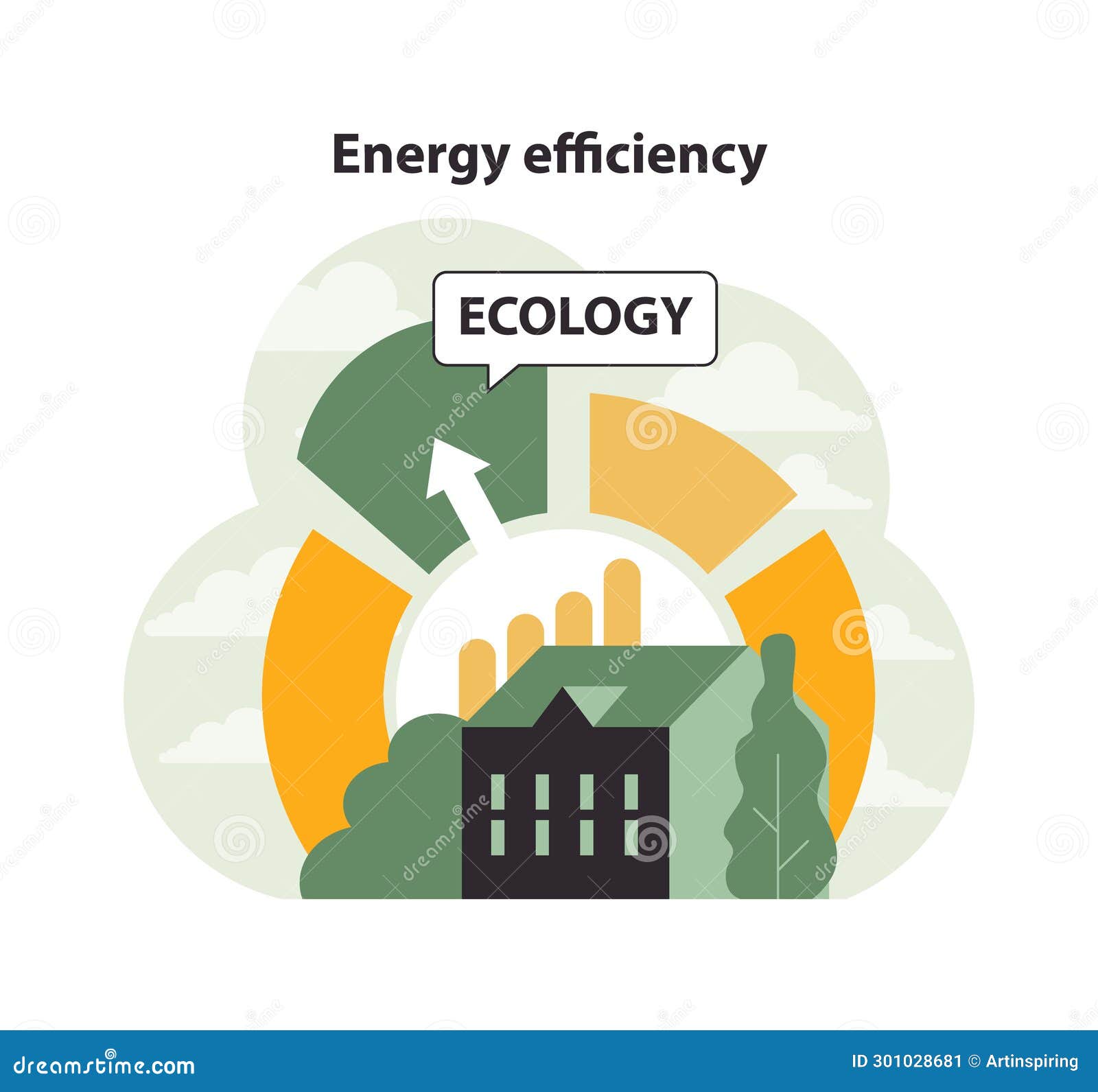 Factory within Energy-efficient Chart Portrays Sustainability. Flat ...
