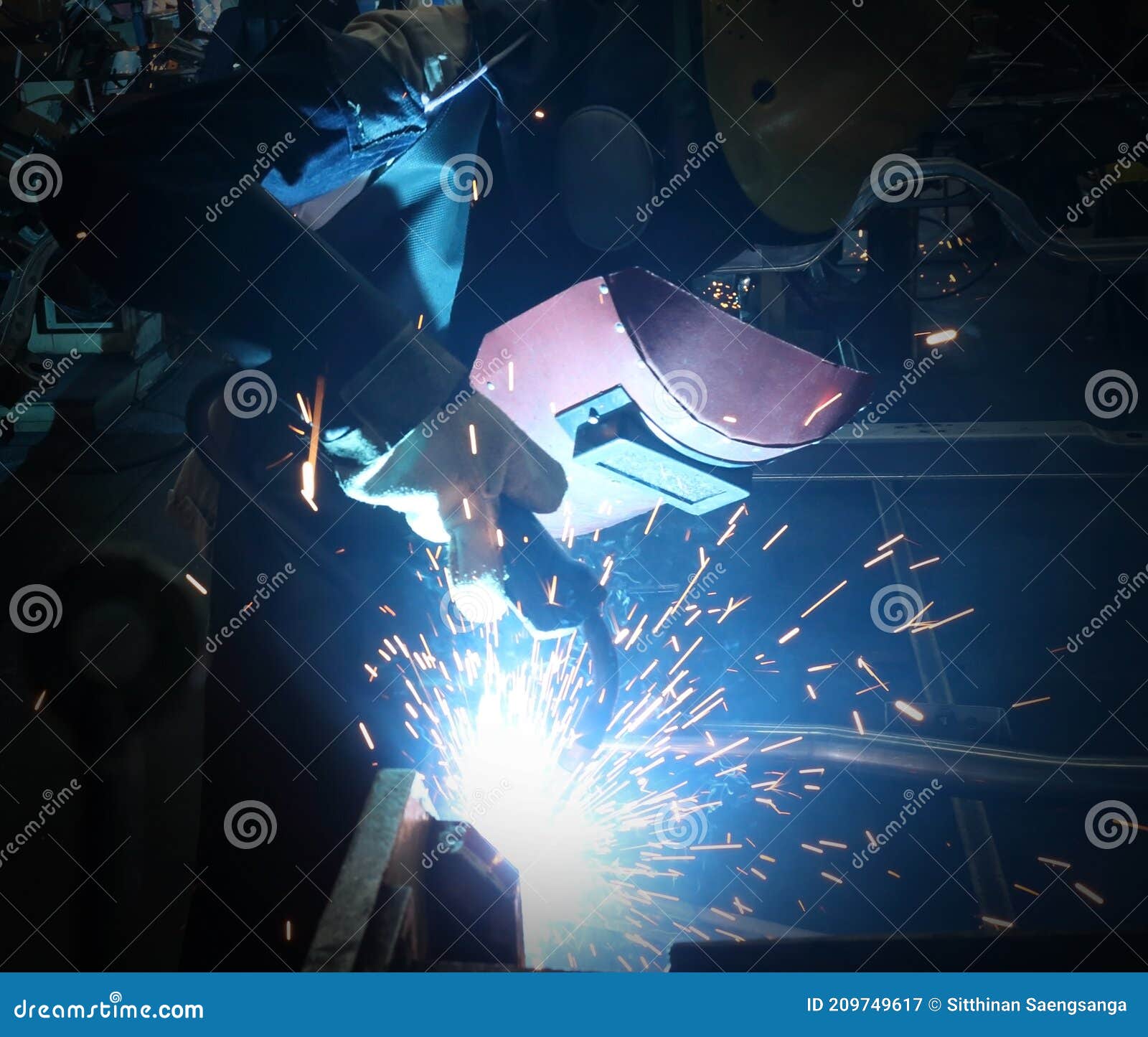 Factory Engineer Operating Big Machine Cut Off Stock Image - Image of ...