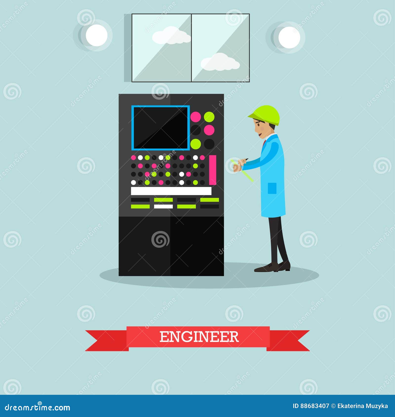 Factory Engineer Vector Illustration in Flat Style Stock Vector ...