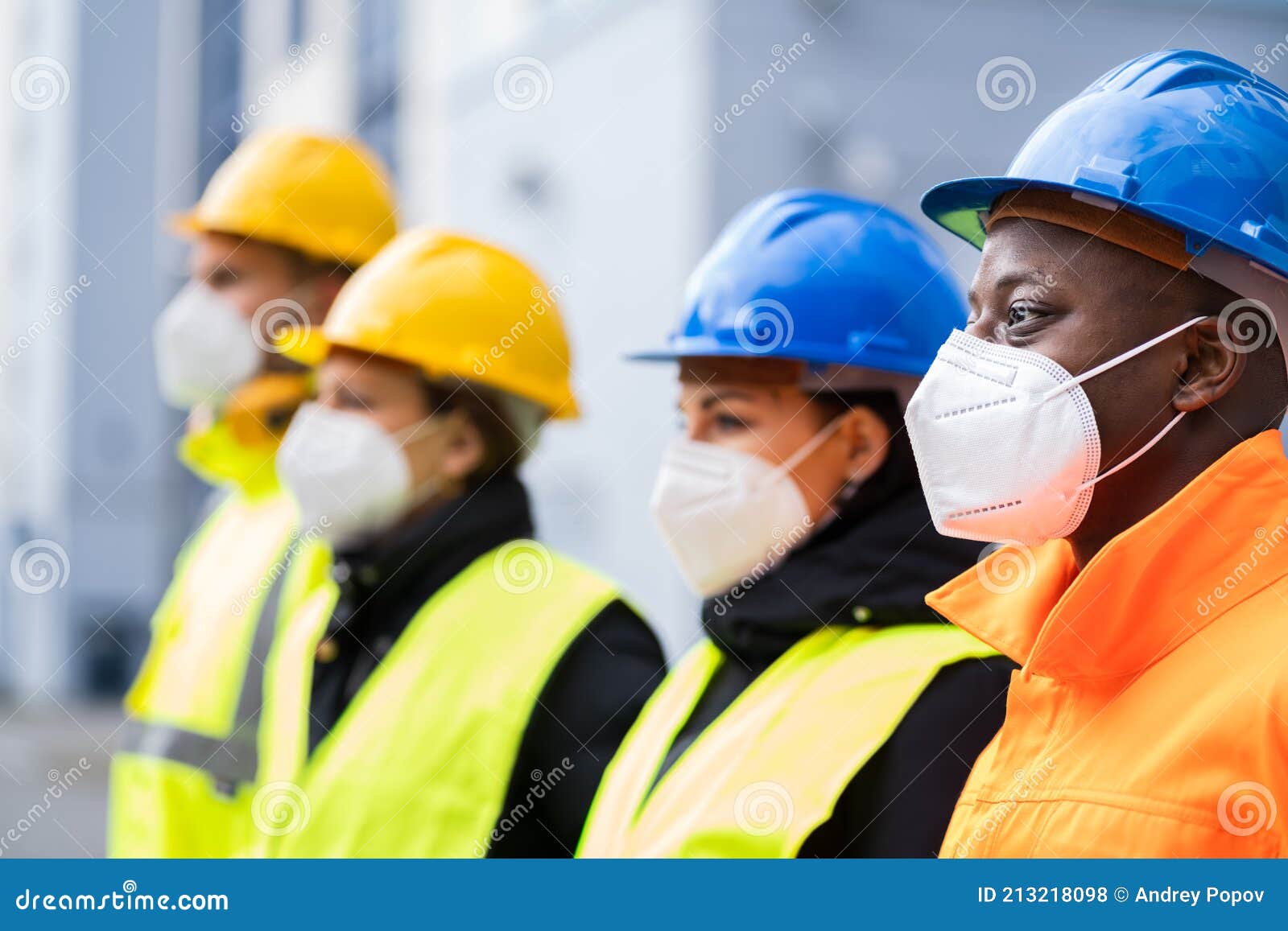 Factory Engineers or Construction Workers Stock Photo - Image of kn95 ...